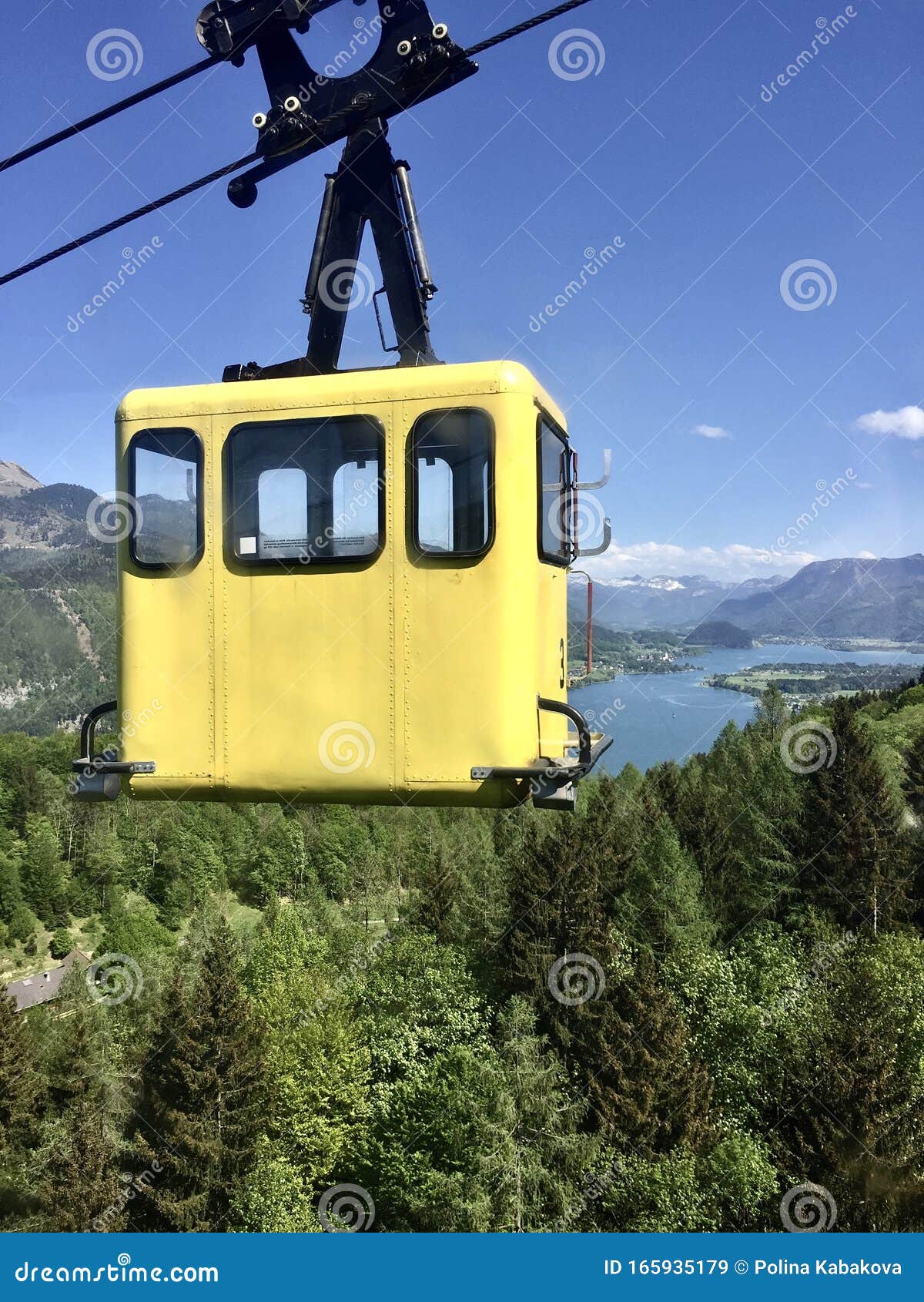 Yellow cable car cabin stock image. Image of yellow - 165935179