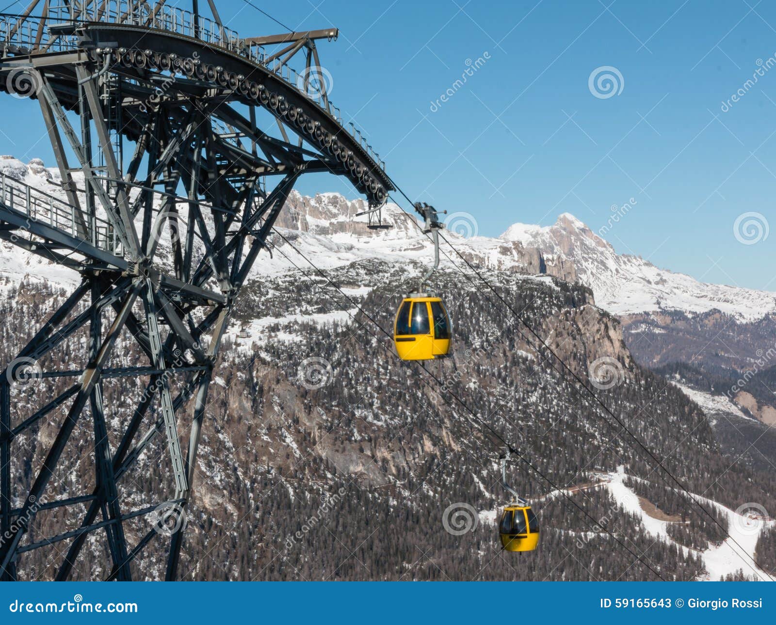Yellow Cable Car In The Aeri De Montserrat Rise To De Montserrat Abbey ...