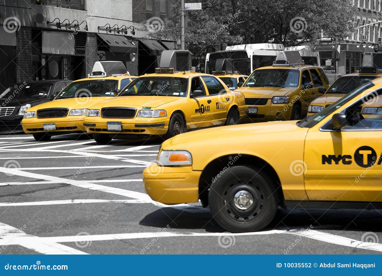 Yellow Cabs in a Monochrome World Stock Photo - Image of cabs, traffic ...