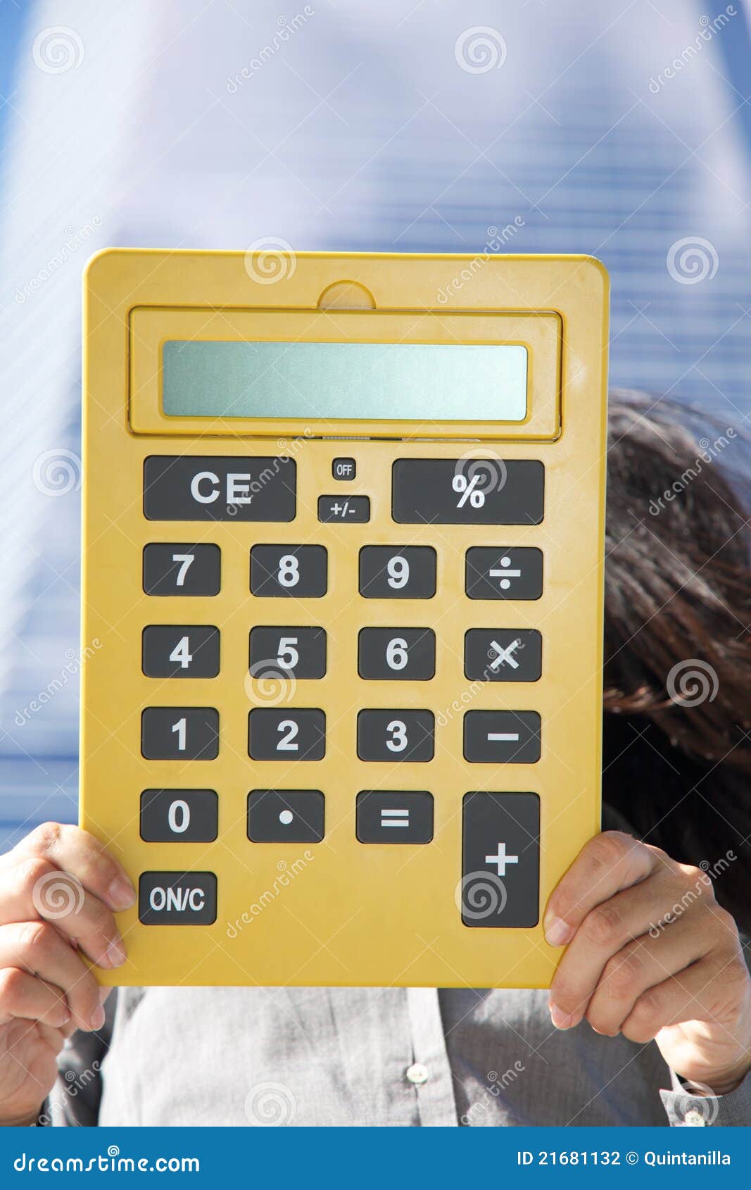 Yellow Calculator with Blank Screen Stock Photo - Image of count ...
