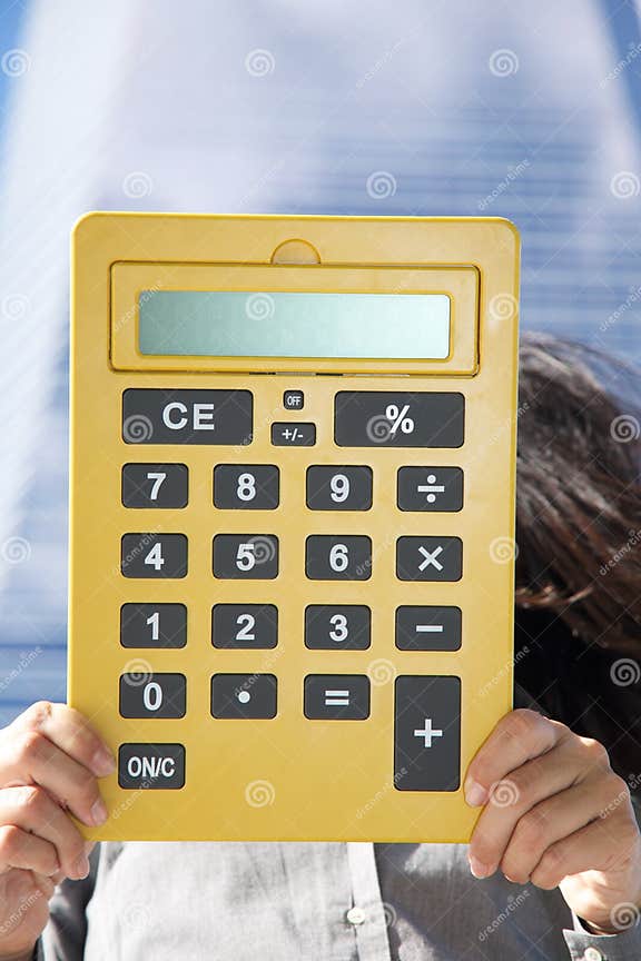 Yellow Calculator with Blank Screen Stock Photo - Image of count ...