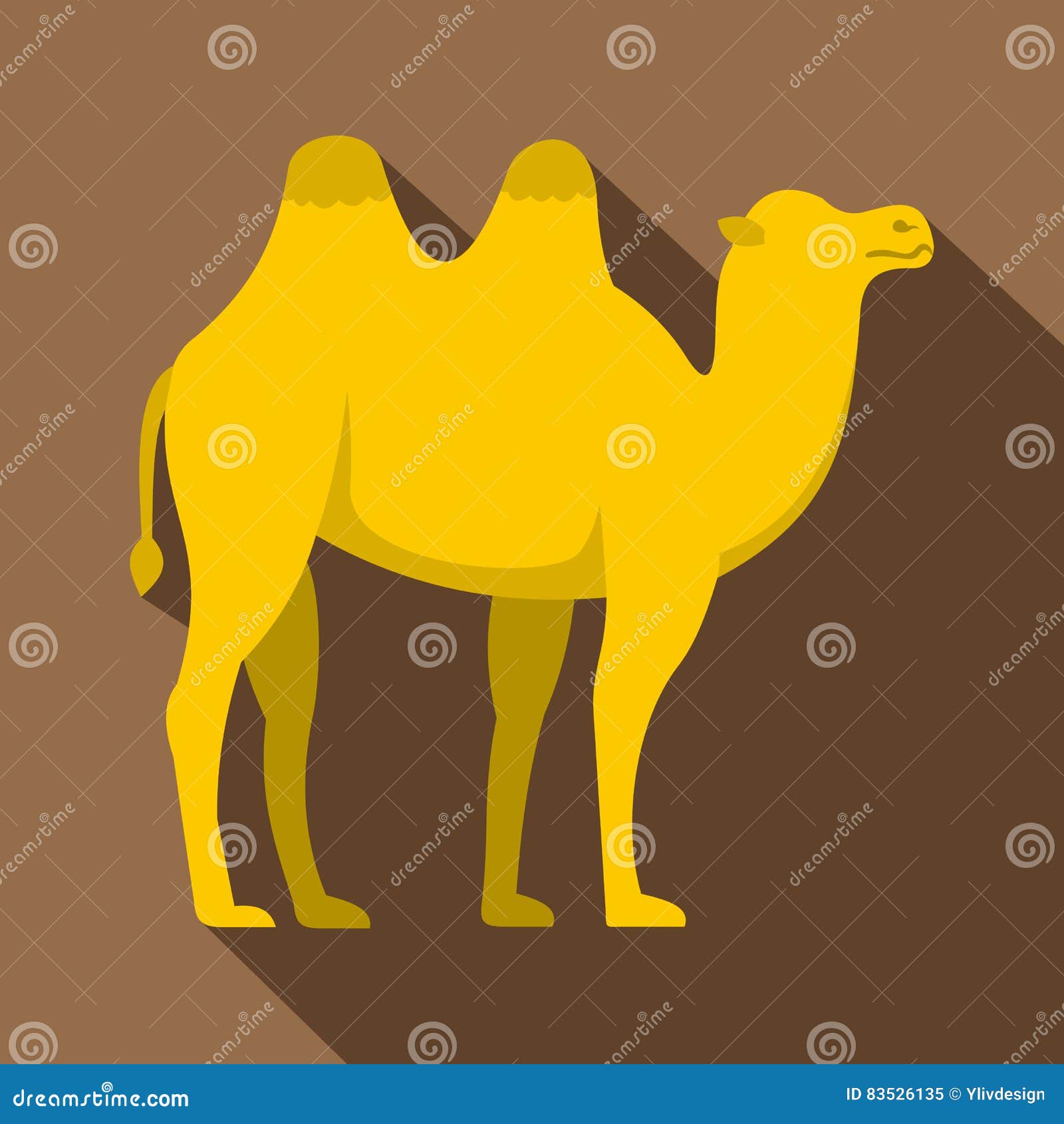 Yellow Camel Icon, Flat Style Stock Vector - Illustration of animal ...