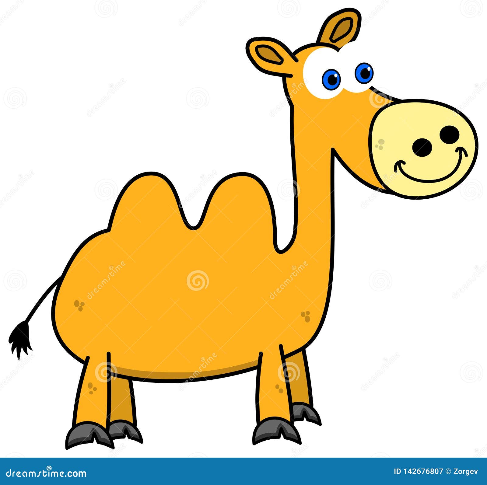 A Yellow Camel Standing and Smiling Stock Illustration - Illustration ...