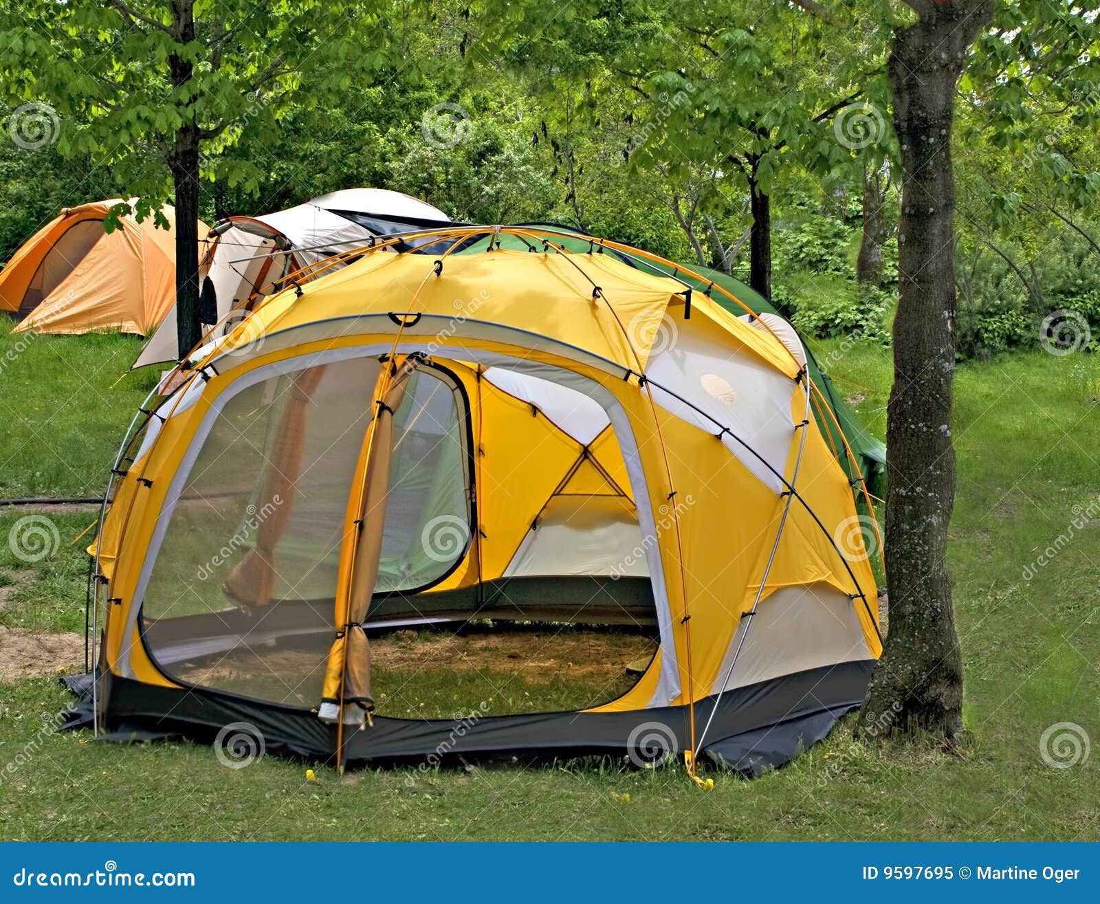 Yellow Camp. stock image. Image of horizontal, summer - 9597695