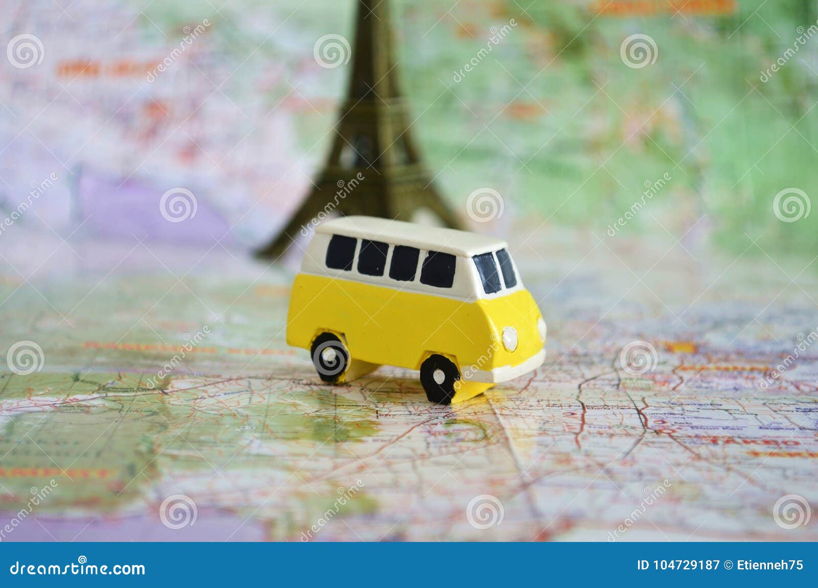 Yellow Camping Bus On A Map Royalty-Free Stock Photo | CartoonDealer ...