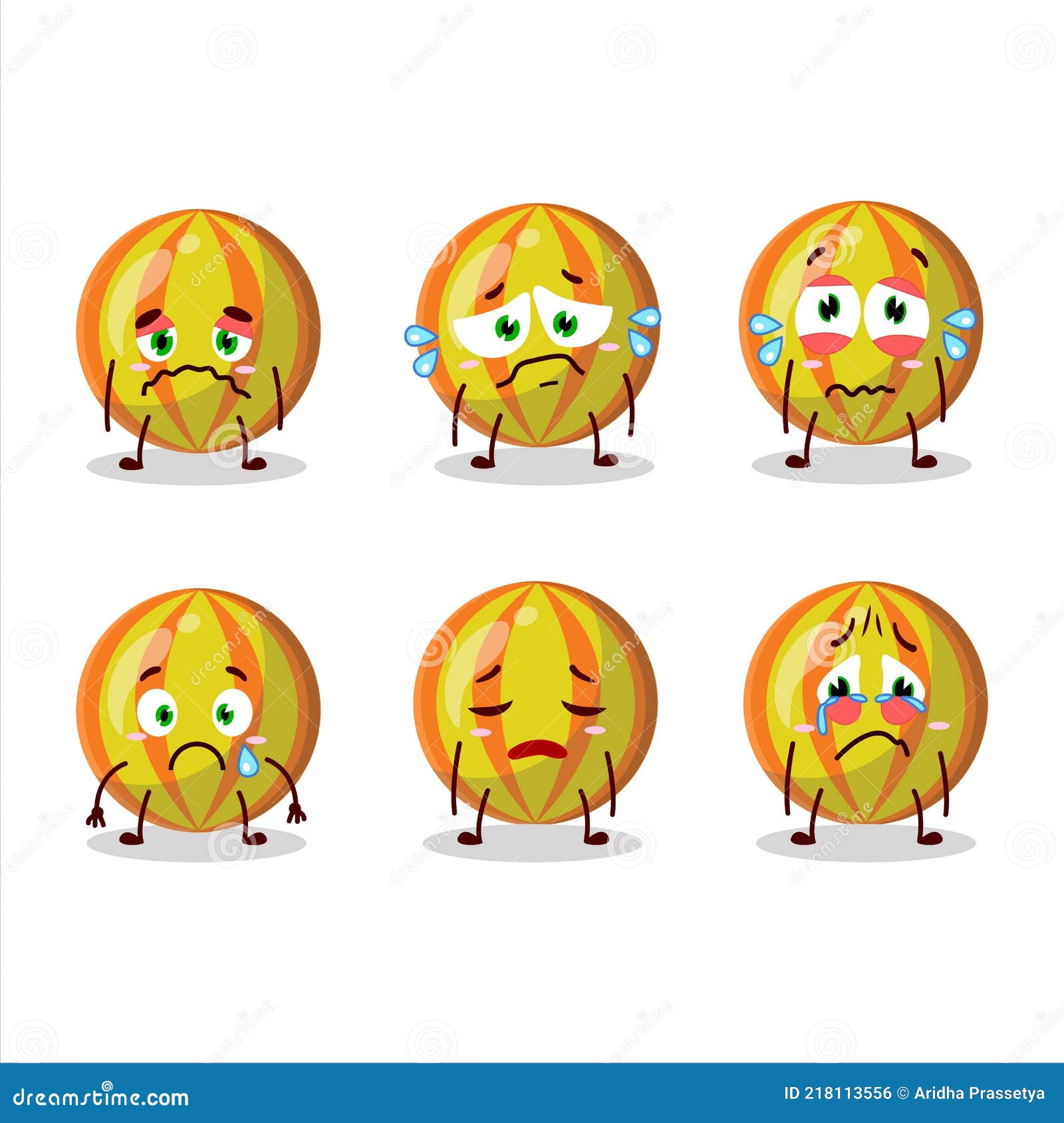 Yellow Candy Cartoon Character with Sad Expression Stock Vector ...