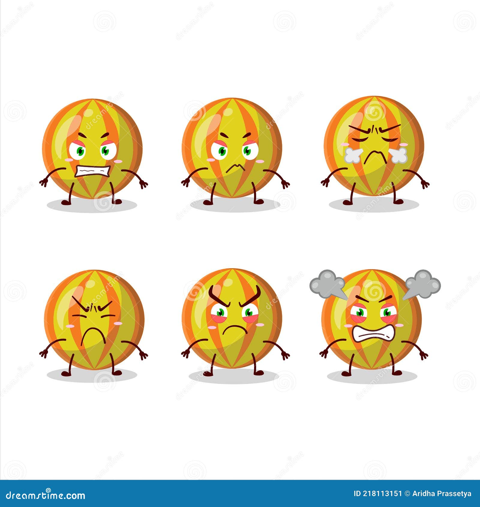 Yellow Candy Cartoon Character with Various Angry Expressions Stock ...