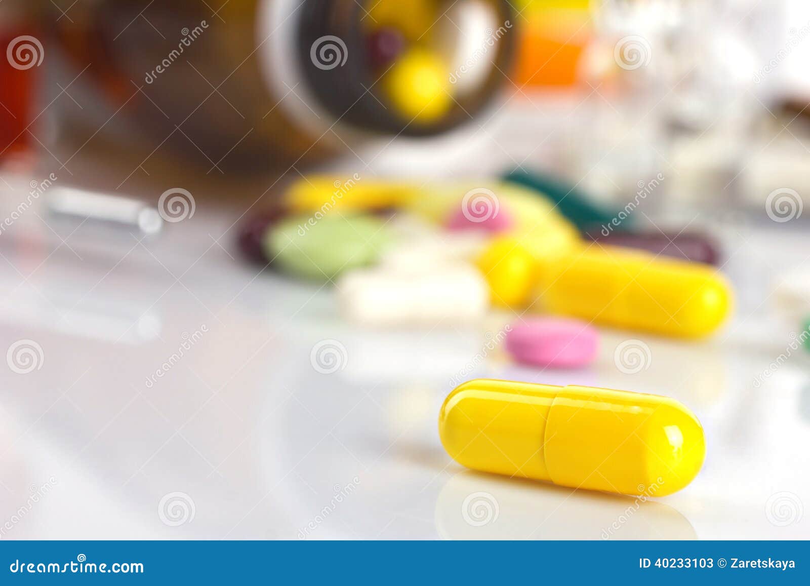 Yellow Capsule and Different Medicaments Stock Image - Image of ...