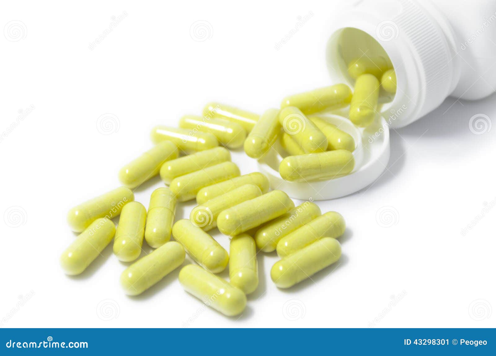 Yellow Capsule Pills Supplement Spilled Isolated Stock Image - Image of ...
