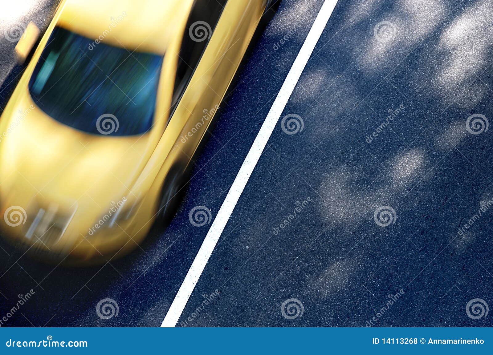Yellow car stock photo. Image of lane, moving, scene - 14113268