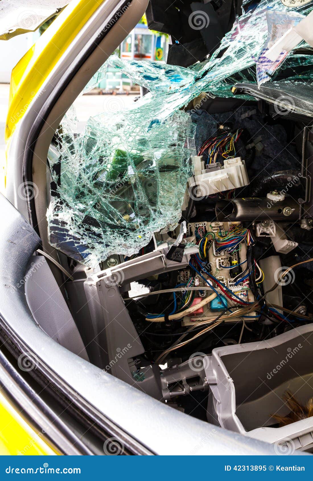 Yellow car accident stock image. Image of dangerous, destruction - 42313895