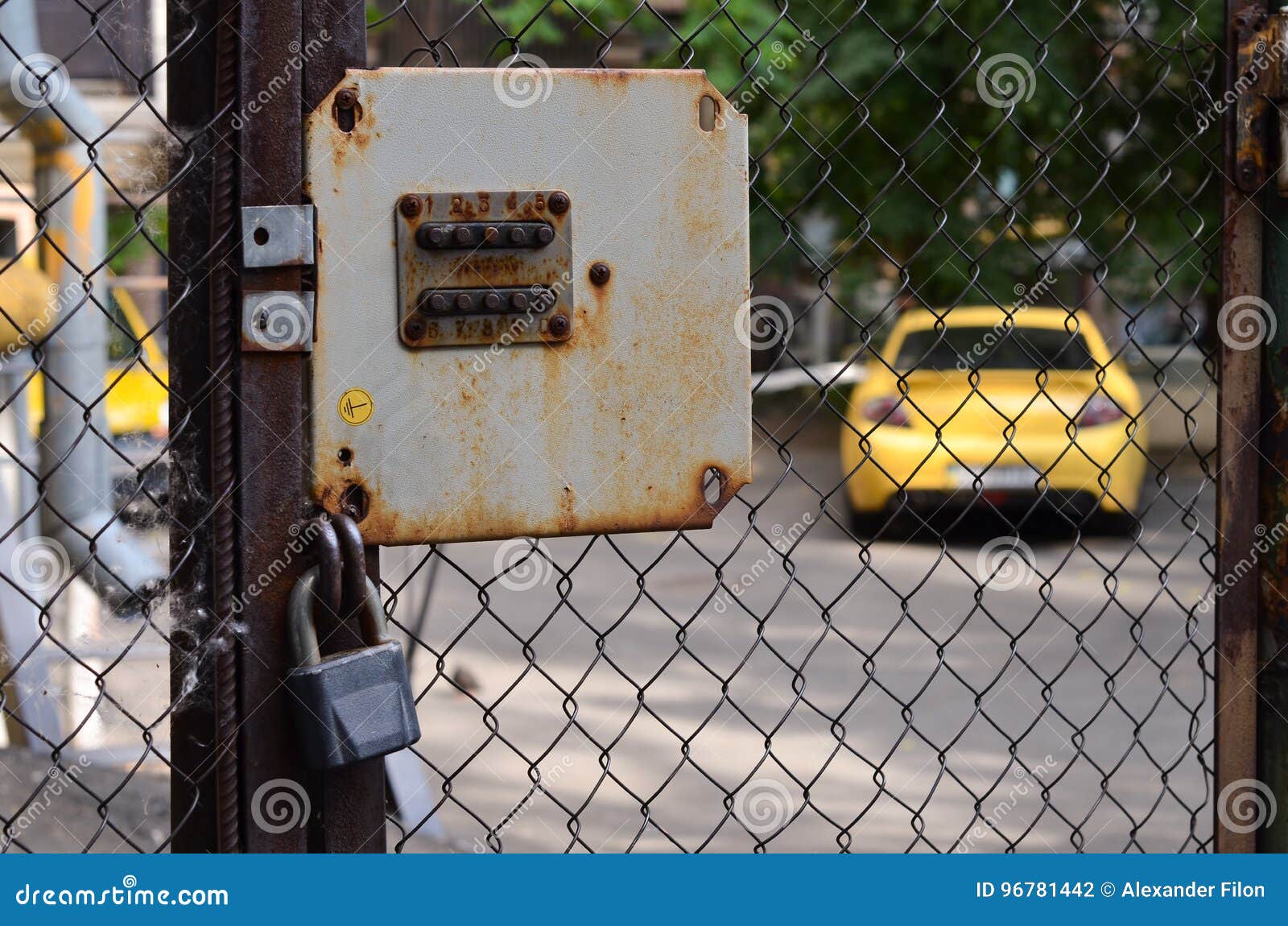 Padlock and Code Lock on Background Parked Car Stock Photo - Image of ...