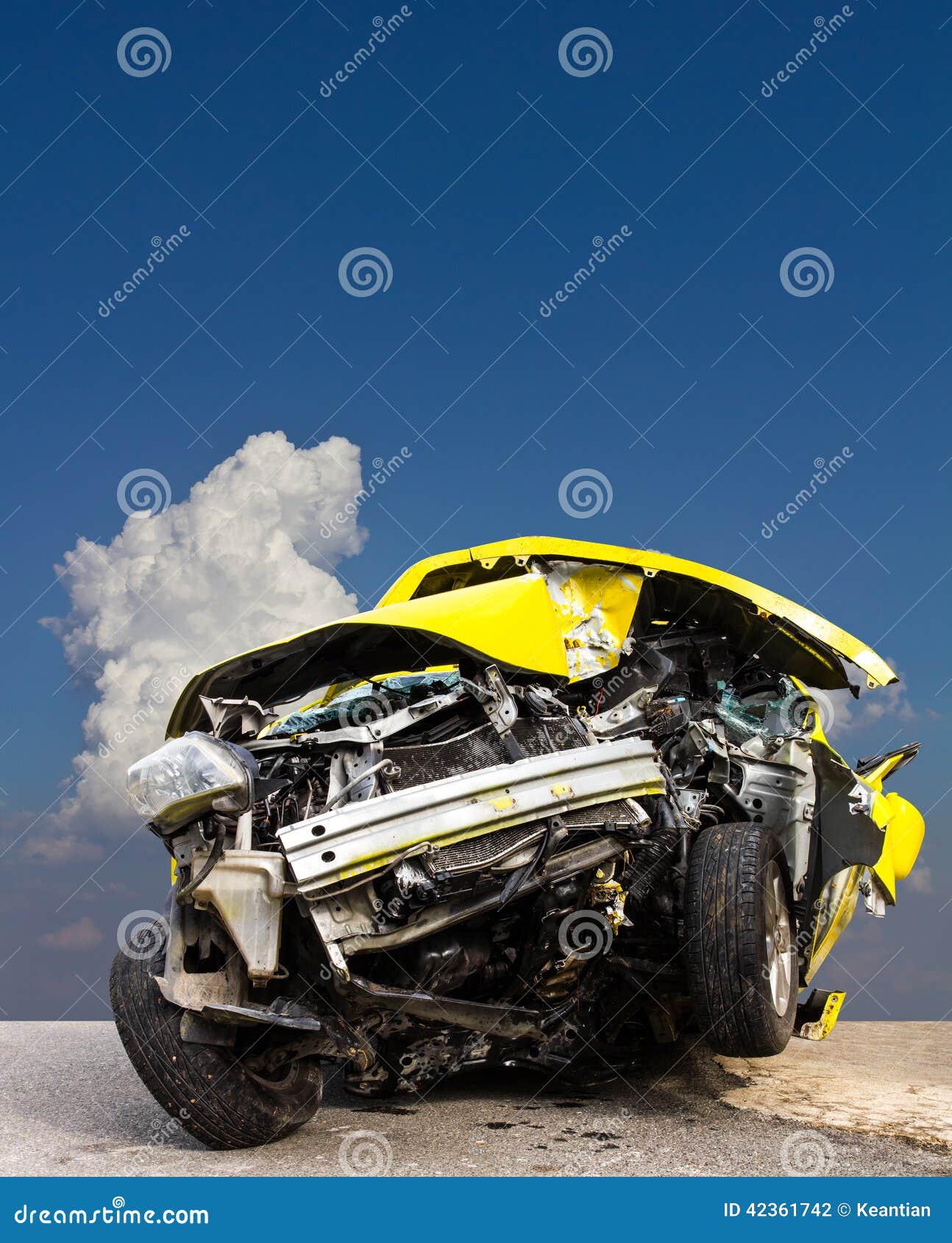 Yellow car crash stock photo. Image of collision, headlight - 42361742