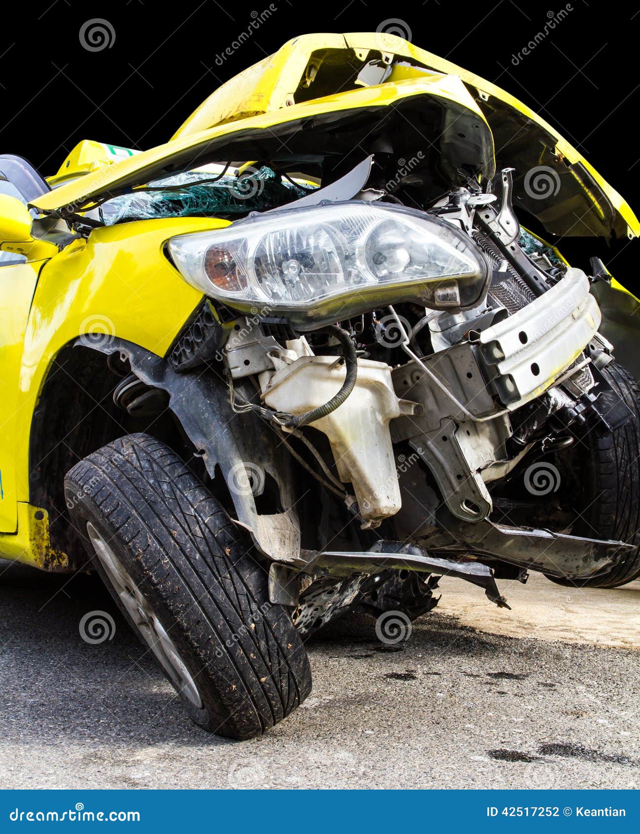 Yellow car crash stock photo. Image of crush, emergency - 42517252