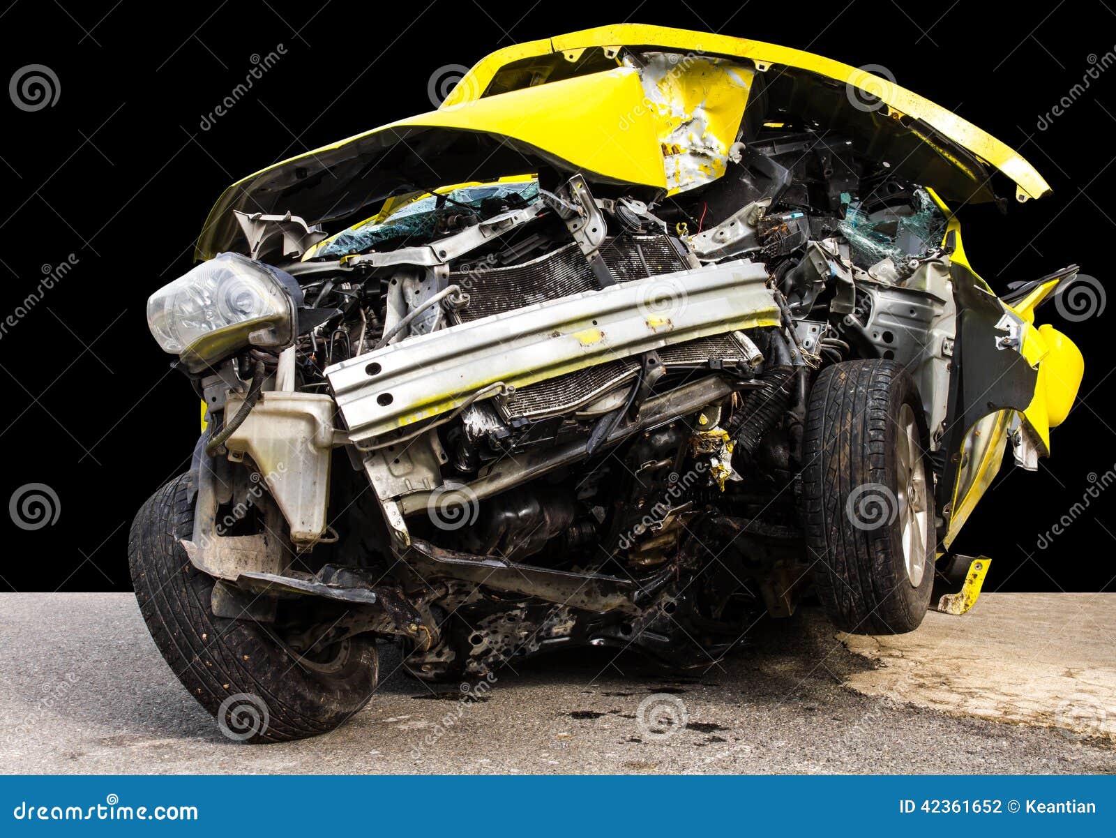 Yellow car crash stock photo. Image of auto, injury, crush - 42361652