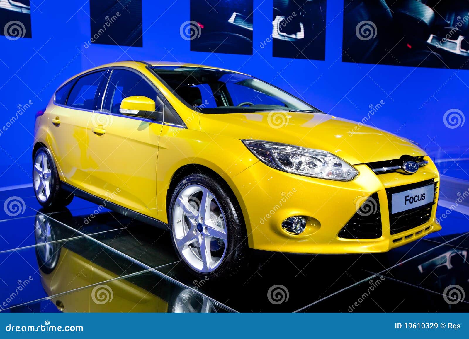 Yellow car Ford Focus editorial stock image. Image of headlight - 19610329