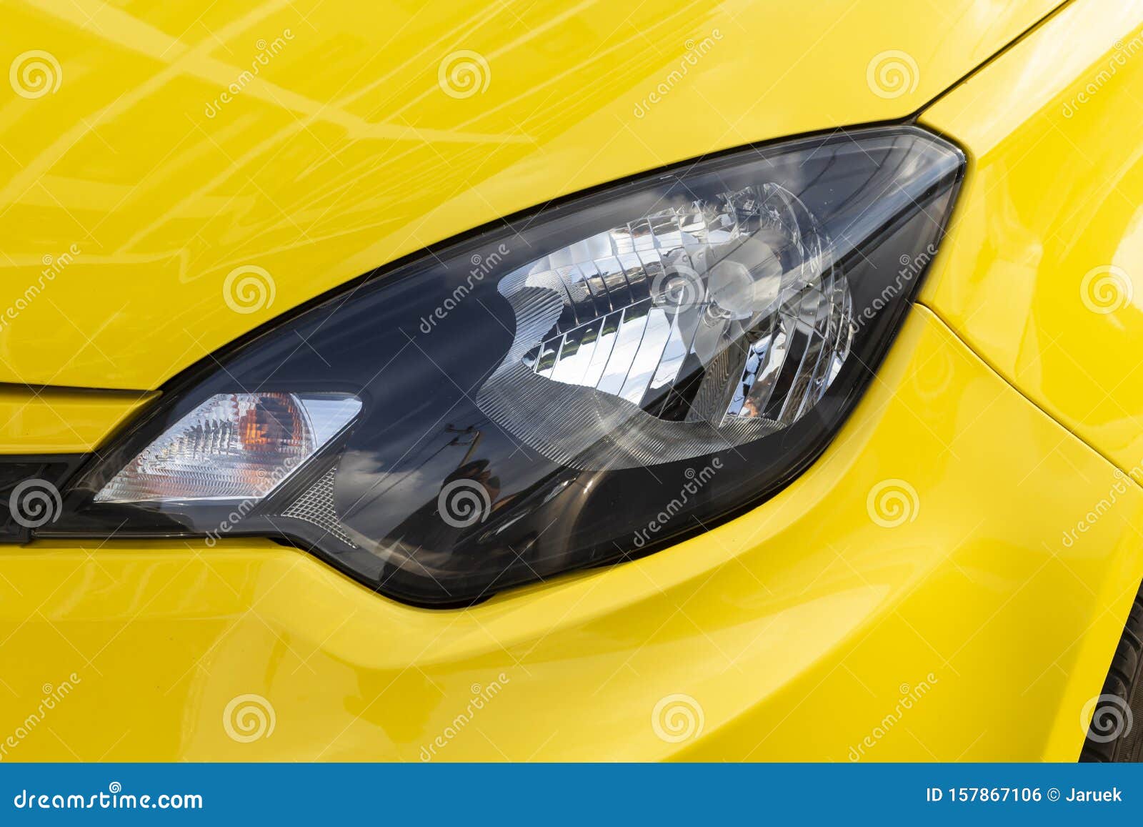 Yellow Car Headlights Closeup Photos Stock Photo - Image of industry ...