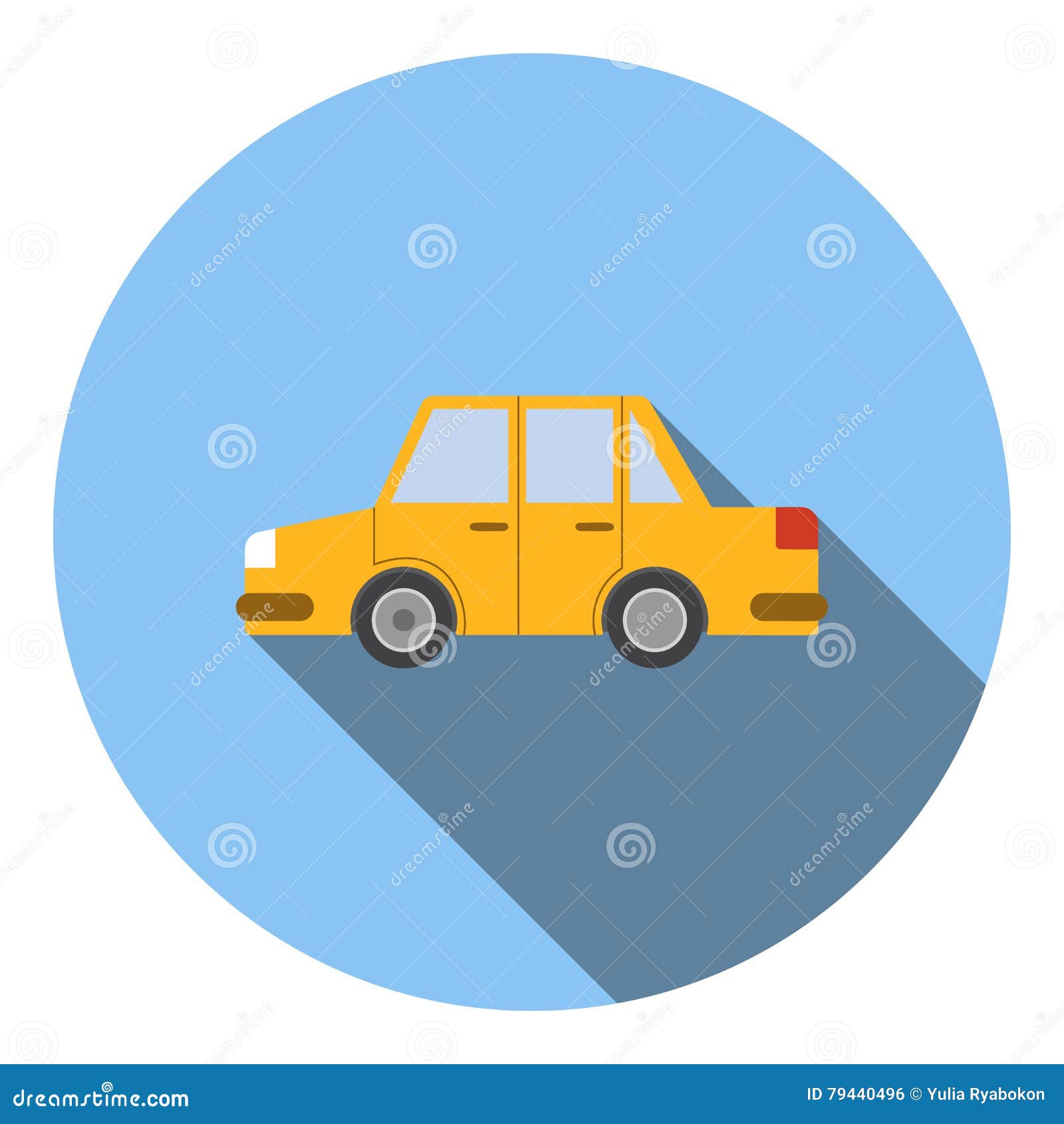 Yellow Car Icon, Flat Style Stock Vector - Illustration of side, circle ...