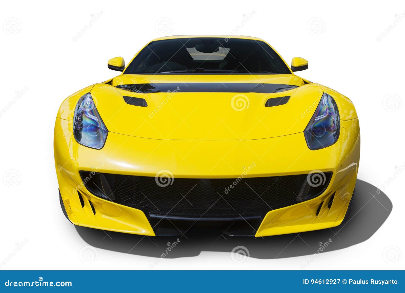 Yellow Car with Shiny Color Stock Image - Image of front, closeup: 94612927