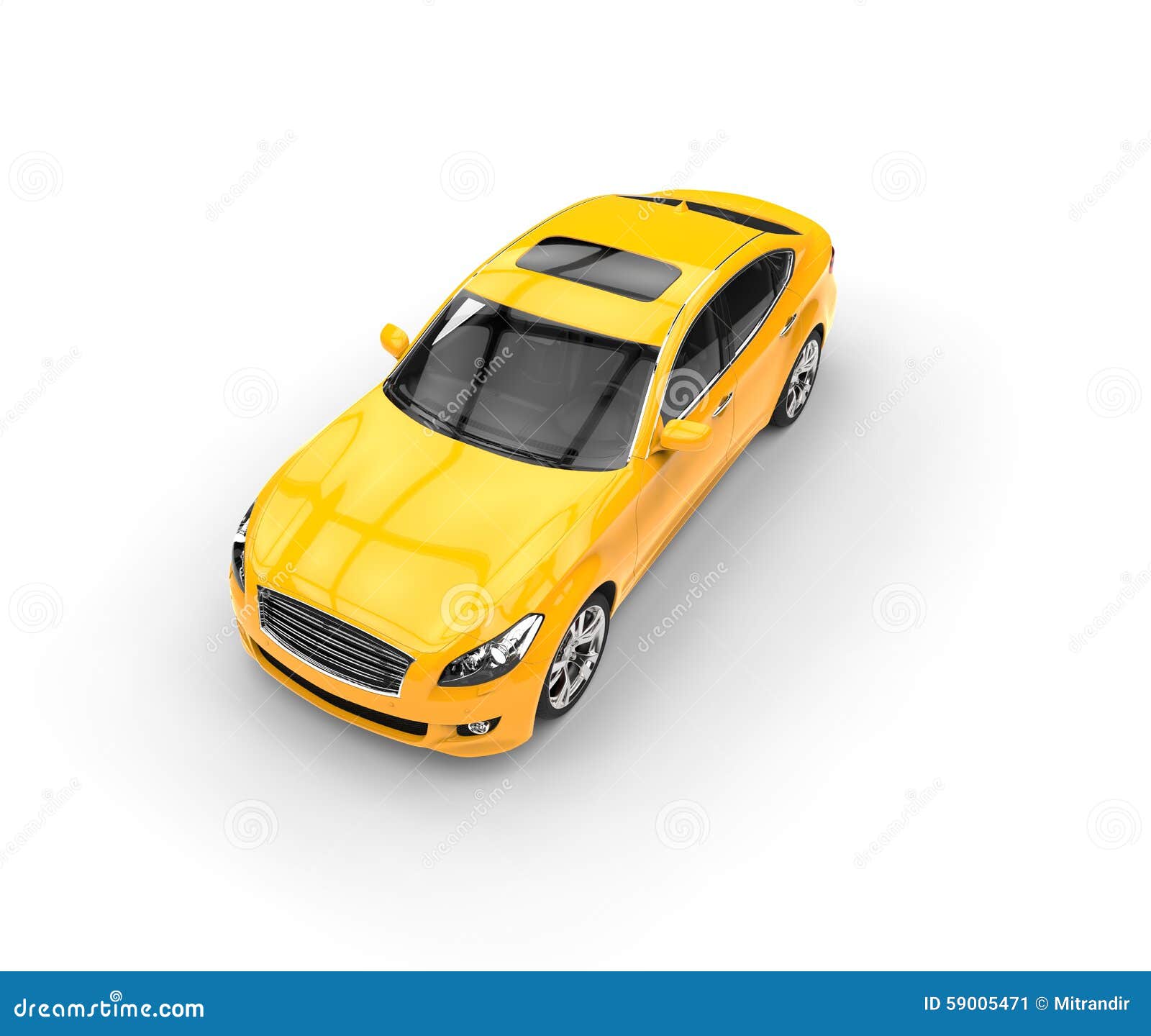 Yellow Car Top Perspective View Stock Illustration - Illustration of ...