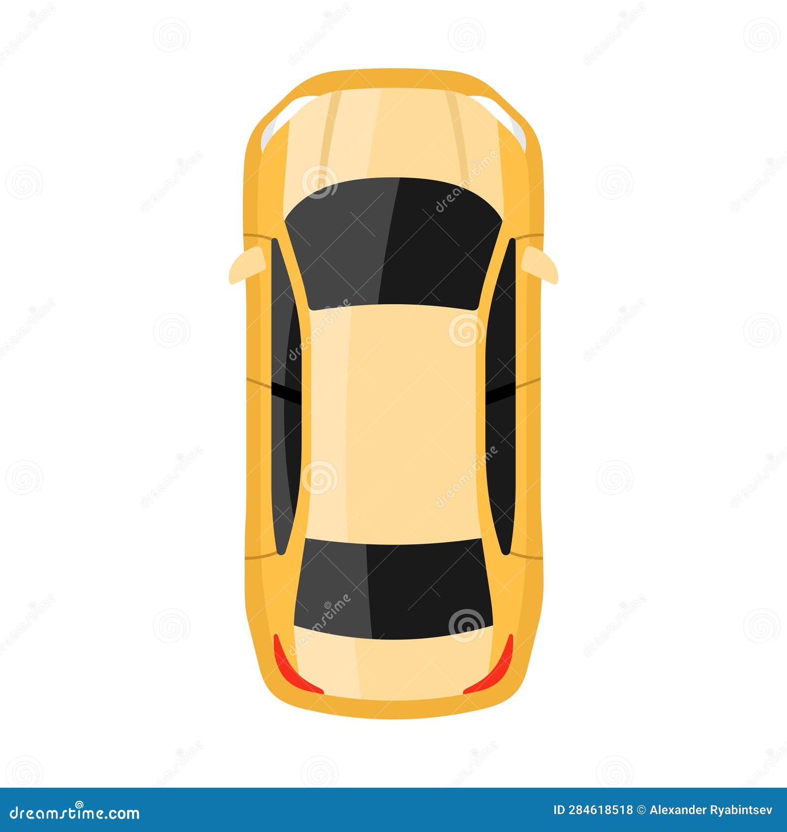 Yellow Car Top View Vector Illustration. Sedan Car Illustration. Stock ...