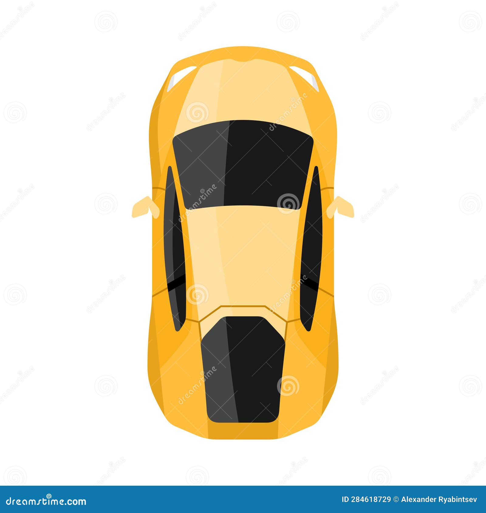 Yellow Car Top View Vector Illustration. Sport Car Illustration. Stock ...