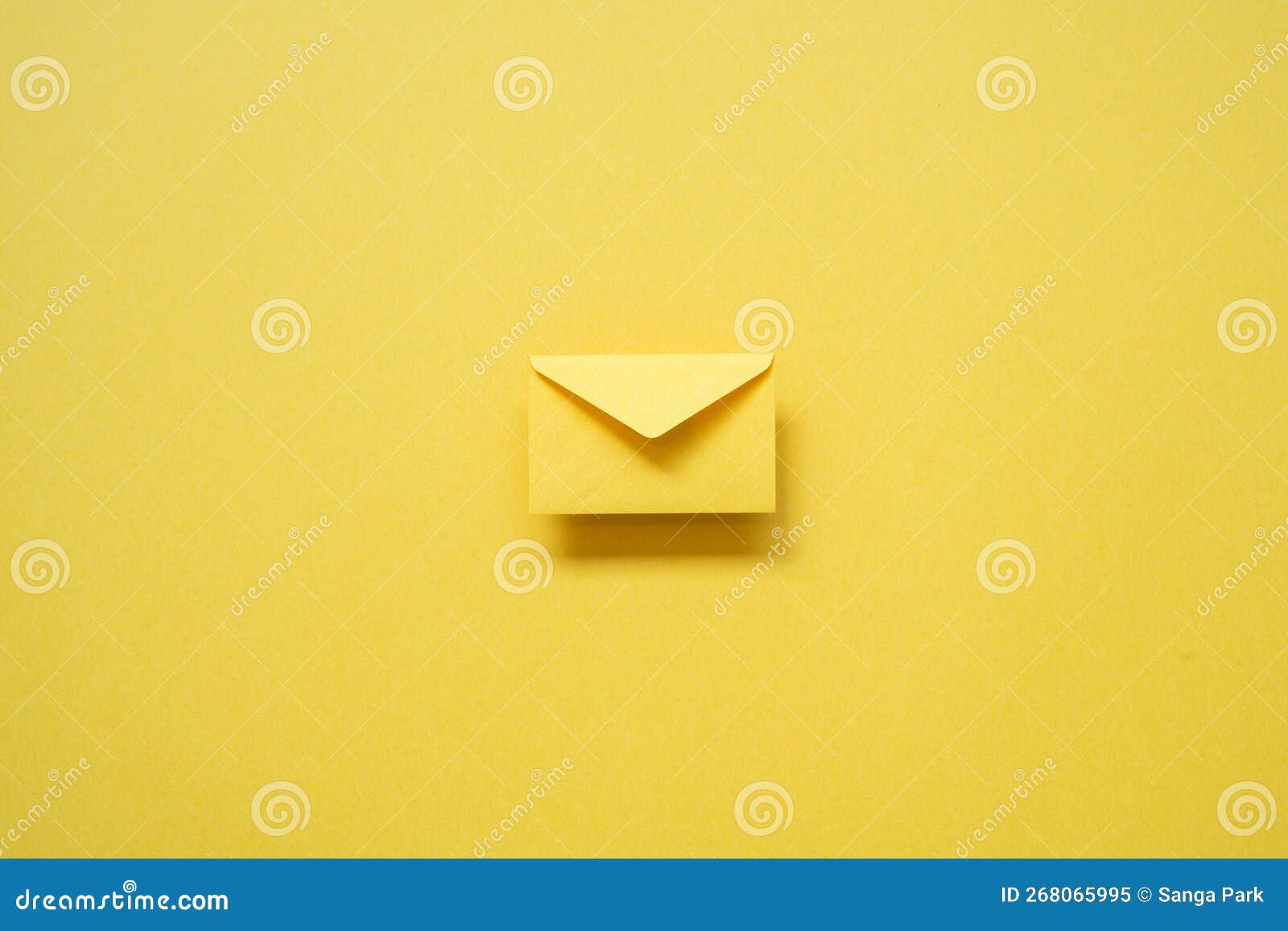 Yellow Card Envelope on Yellow Background. Top View, Copy Space ...