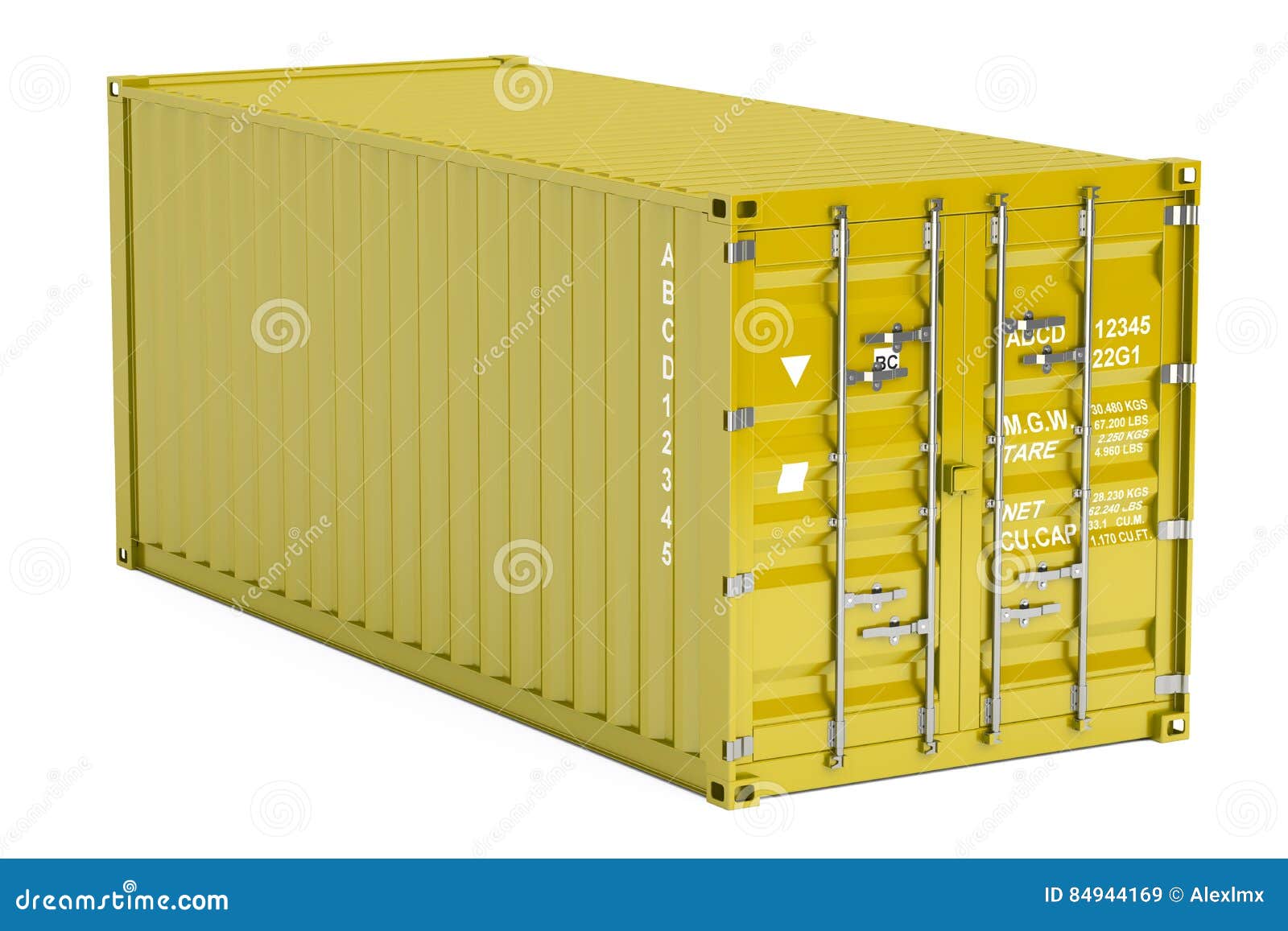 Yellow Cargo Container For Shipping And Sea Export Isolated On White ...