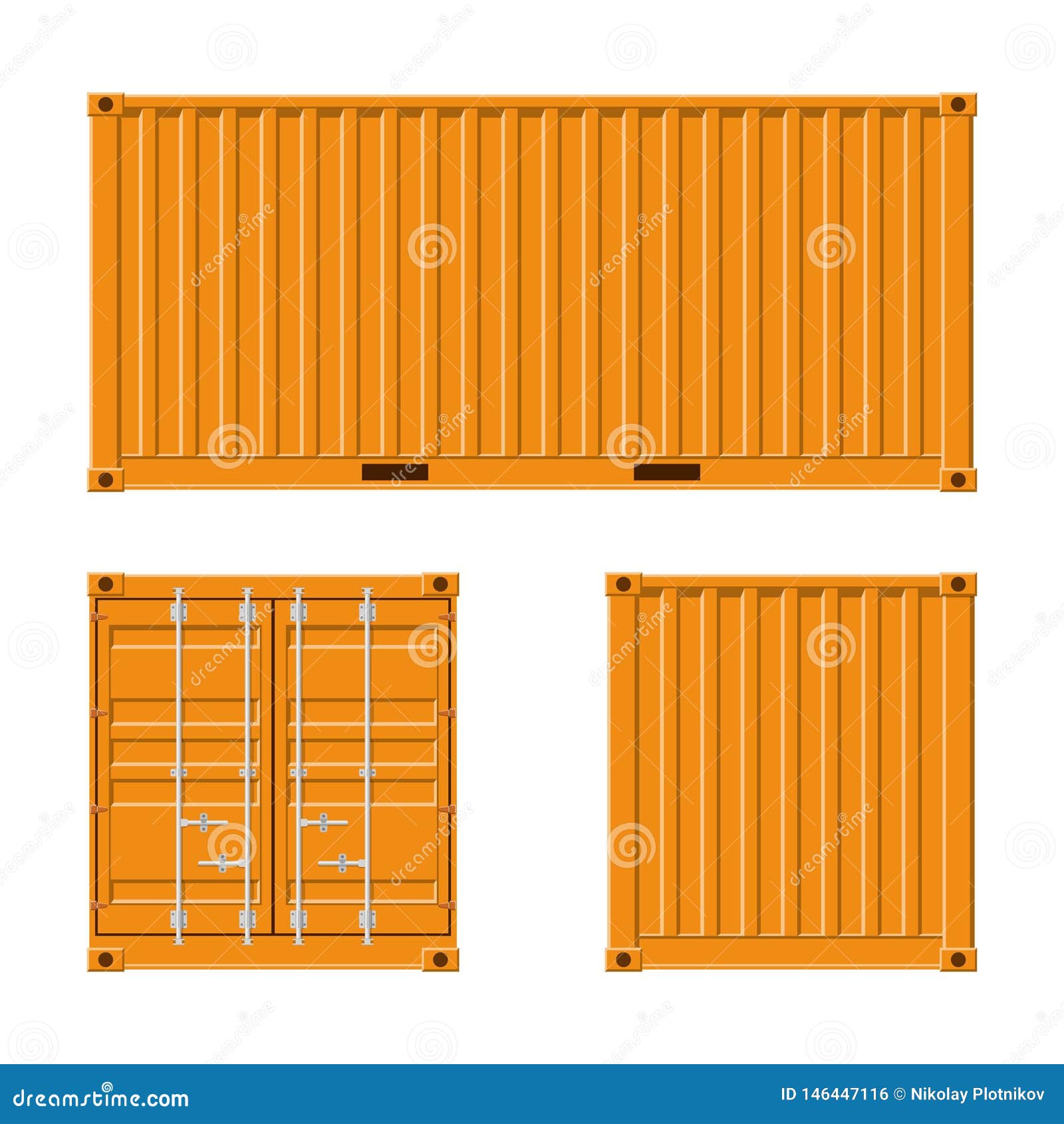 Yellow Cargo Container For Shipping And Sea Export Isolated On White ...