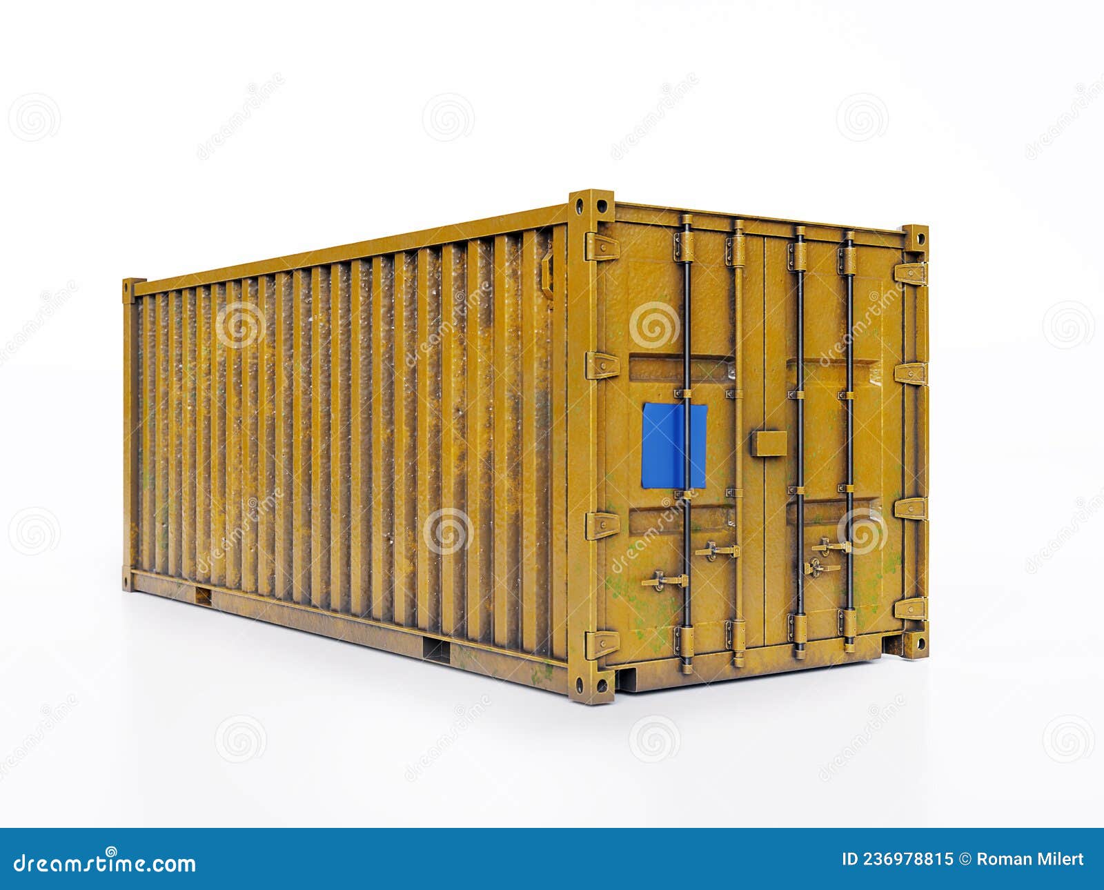 Yellow Cargo Container on White Stock Illustration - Illustration of ...