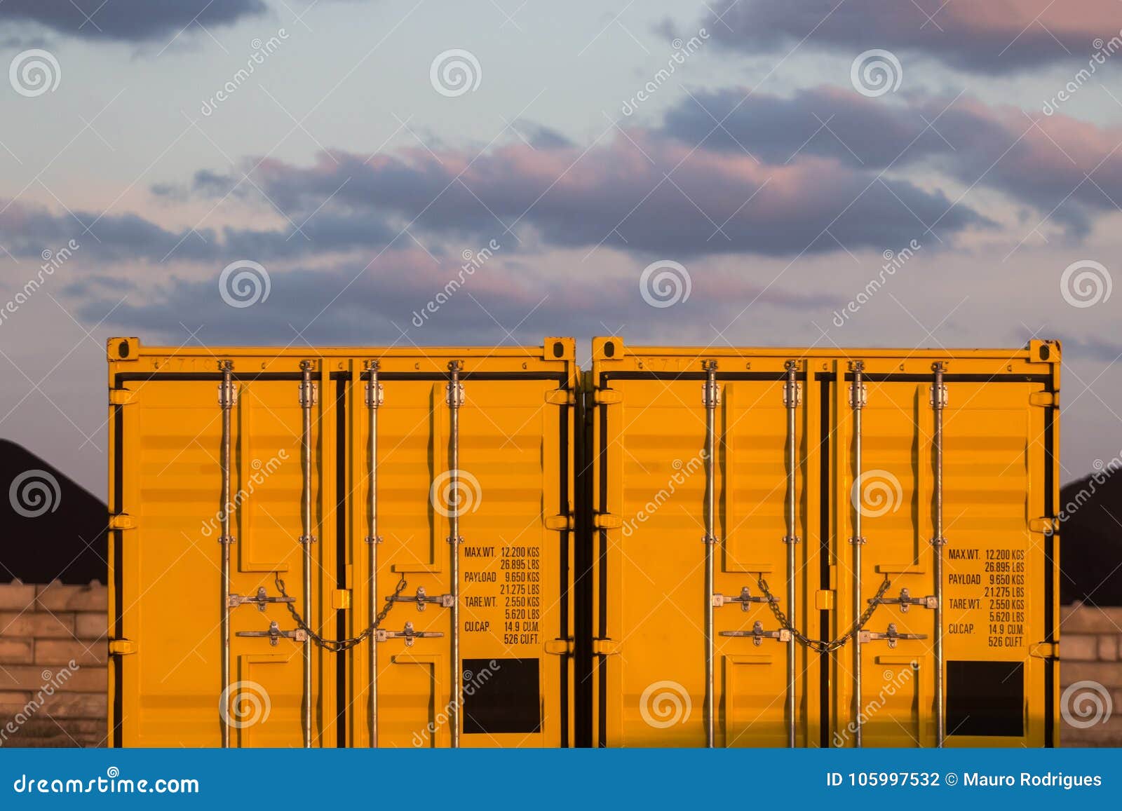 Yellow cargo containers stock photo. Image of exportation - 105997532