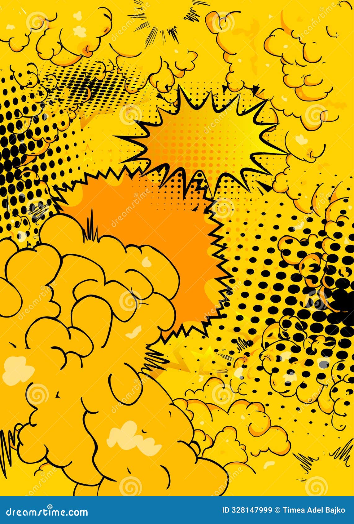 Yellow Cartoon Background, Comic Book Abstract Backdrop. Retro Vector ...