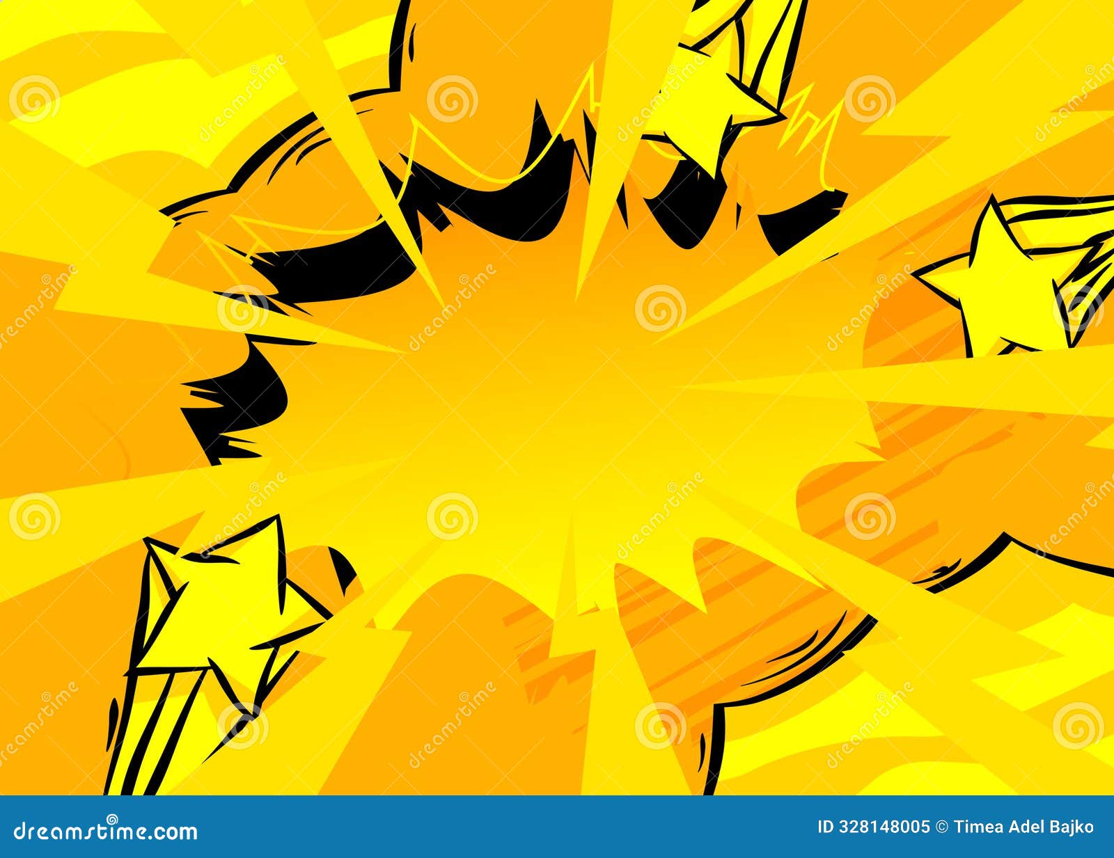 Yellow Cartoon Background, Comic Book Abstract Backdrop. Retro Vector ...