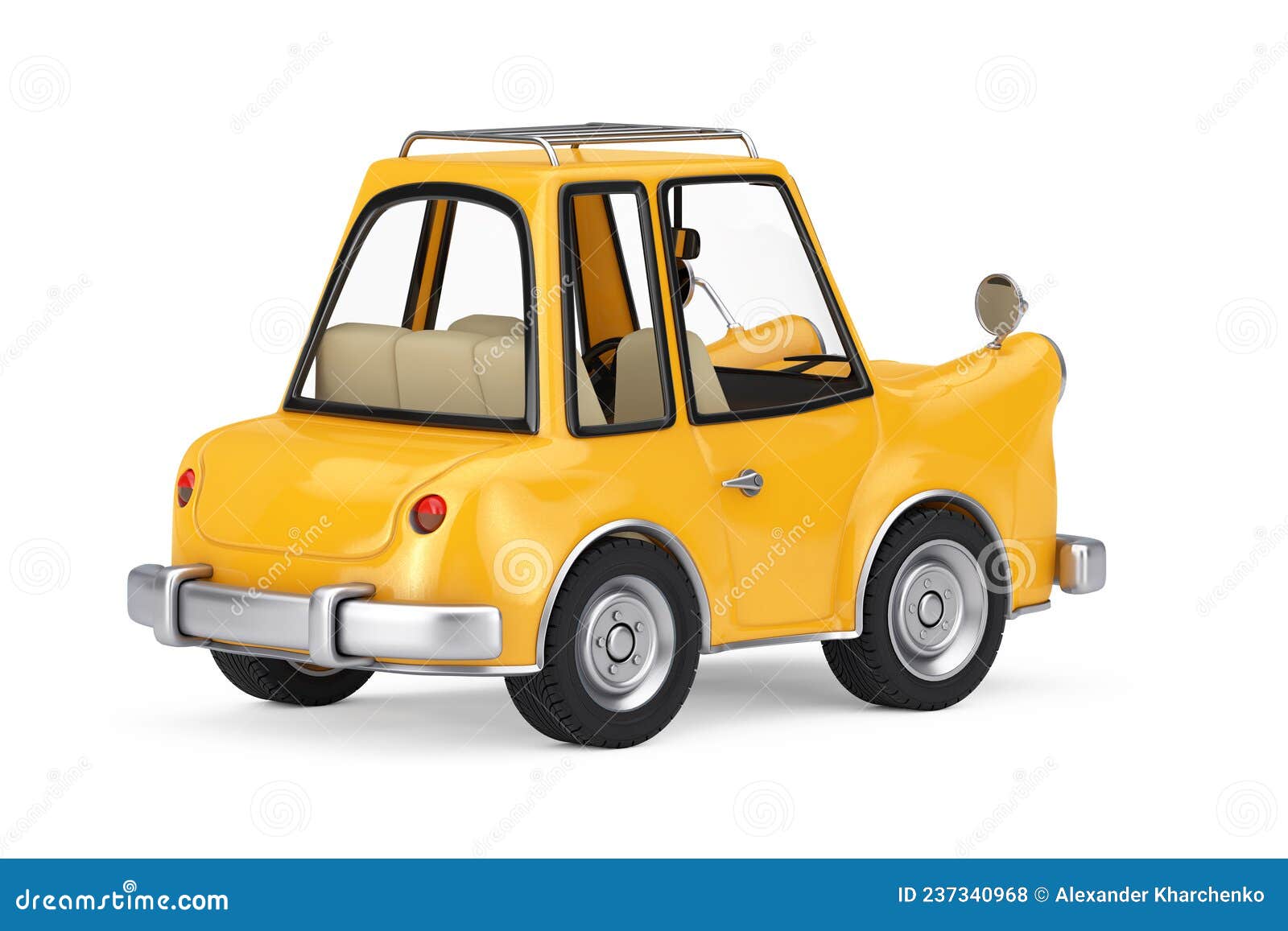Yellow Cartoon Car. 3d Rendering Stock Illustration - Illustration of ...