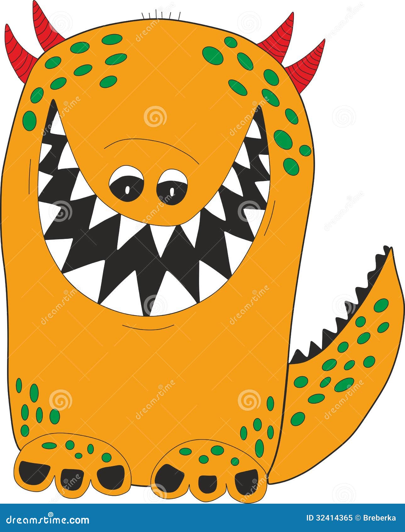 Yellow cartoon monster stock illustration. Illustration of cute - 32414365
