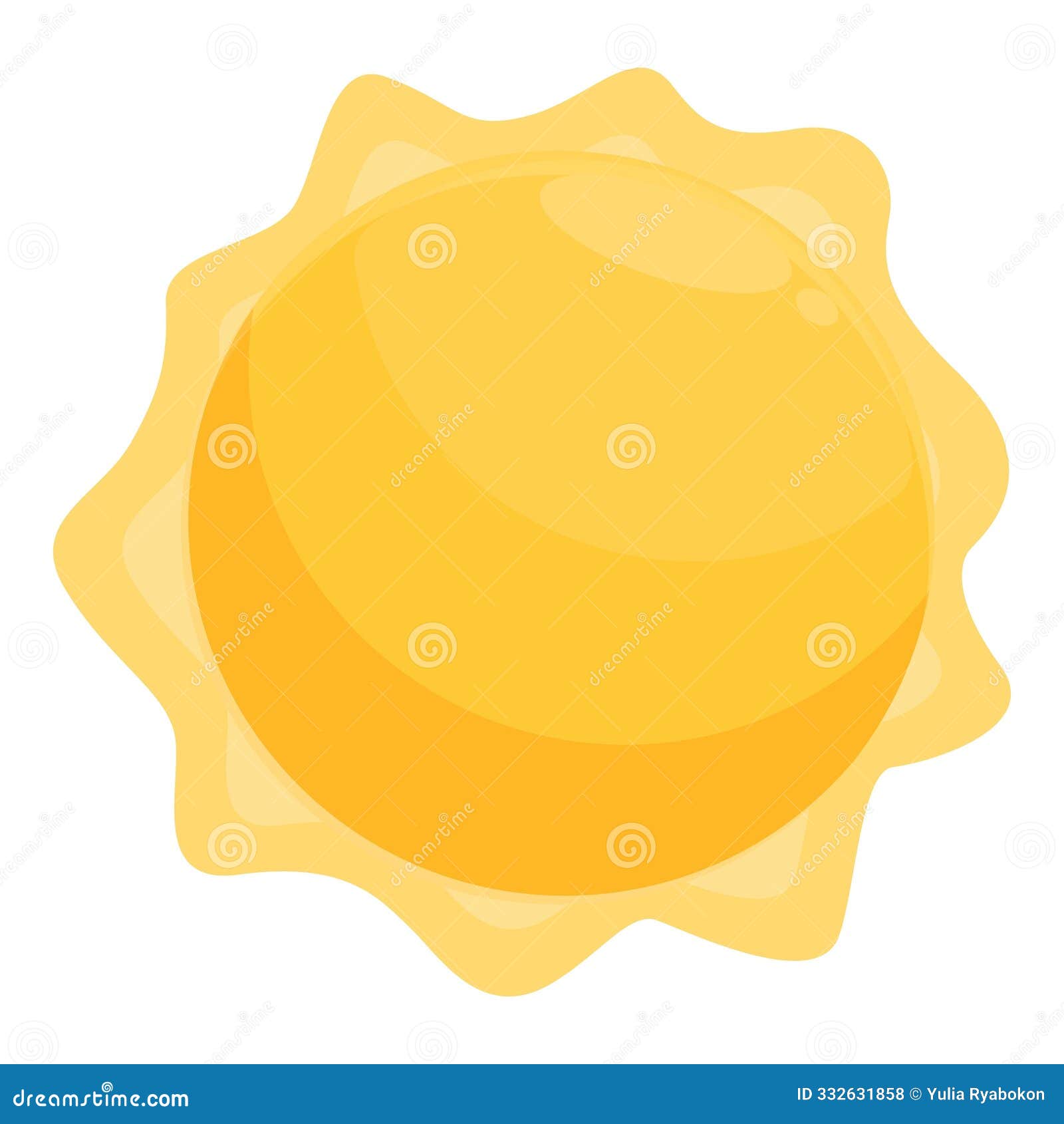 Yellow Cartoon Sun Shining with Bright Light Stock Illustration ...