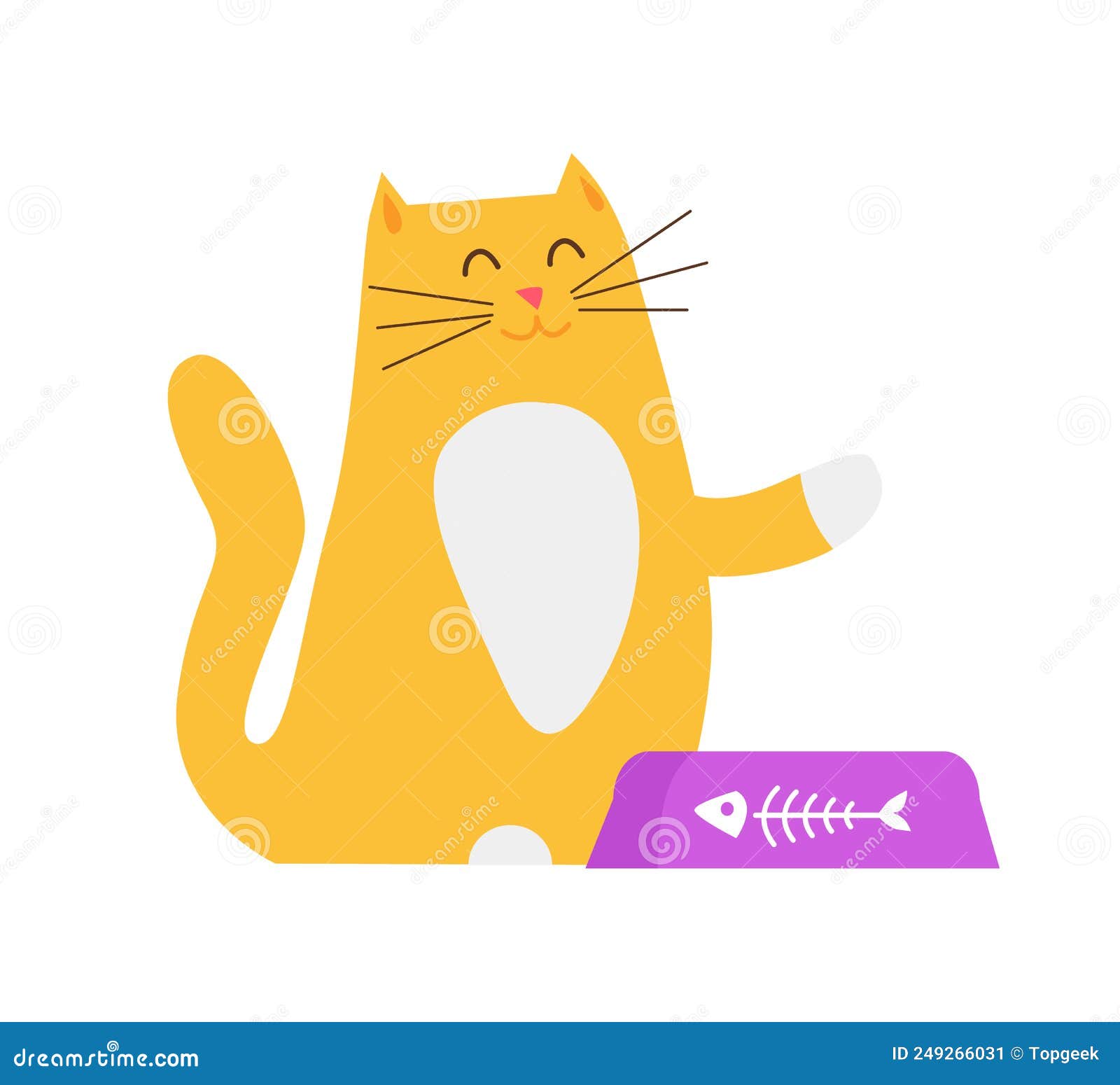 Yellow Cat Asking For Food Vector Illustration 249266031