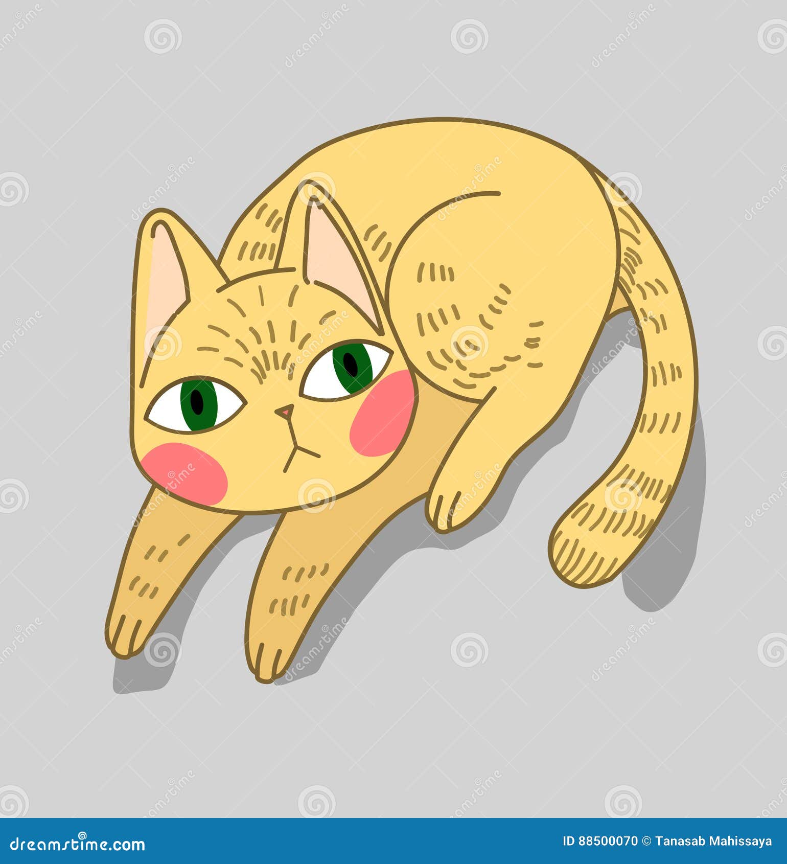 A yellow cat. stock vector. Illustration of vector, color - 88500070