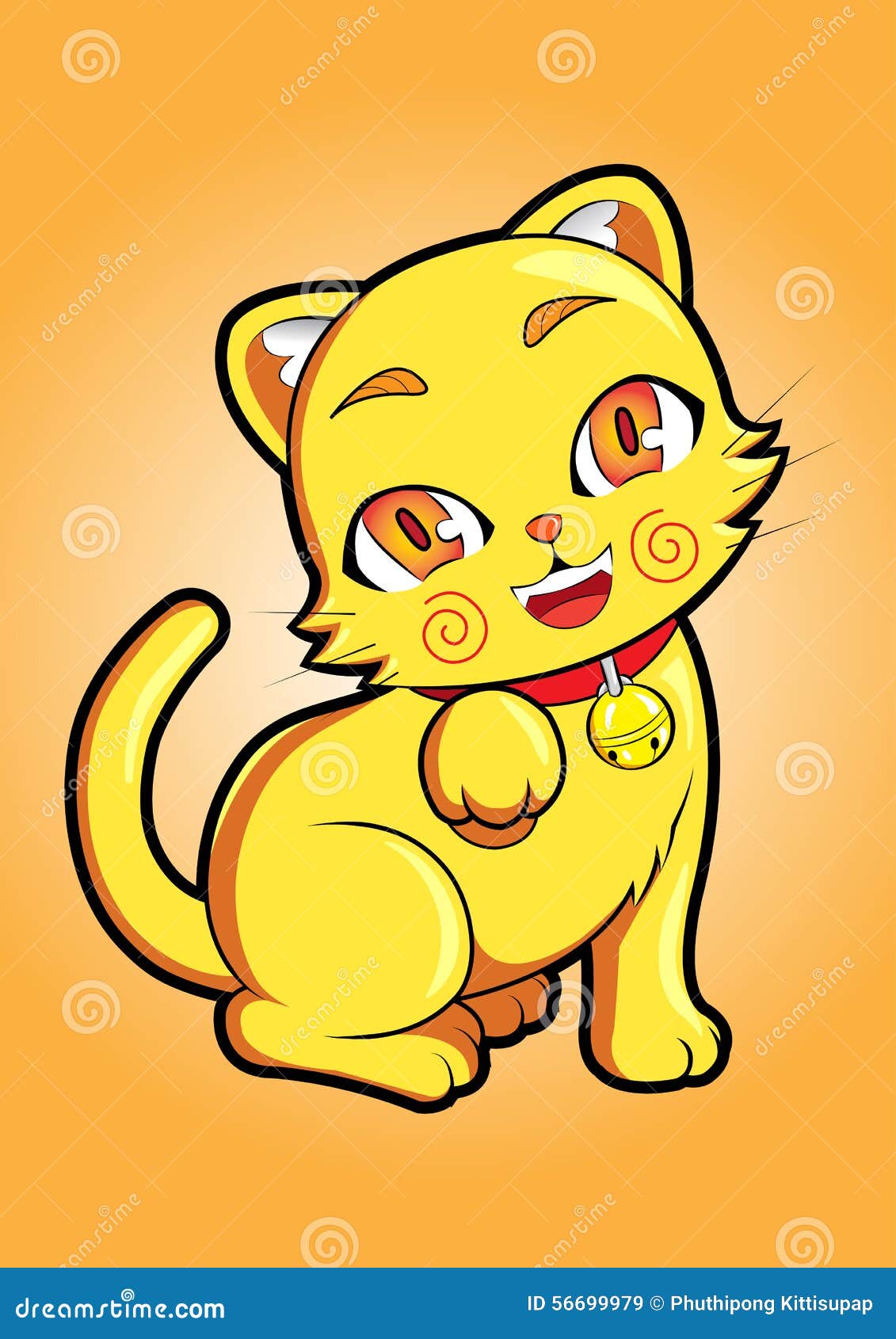 Yellow Cat stock vector. Illustration of kitten, smile - 56699979