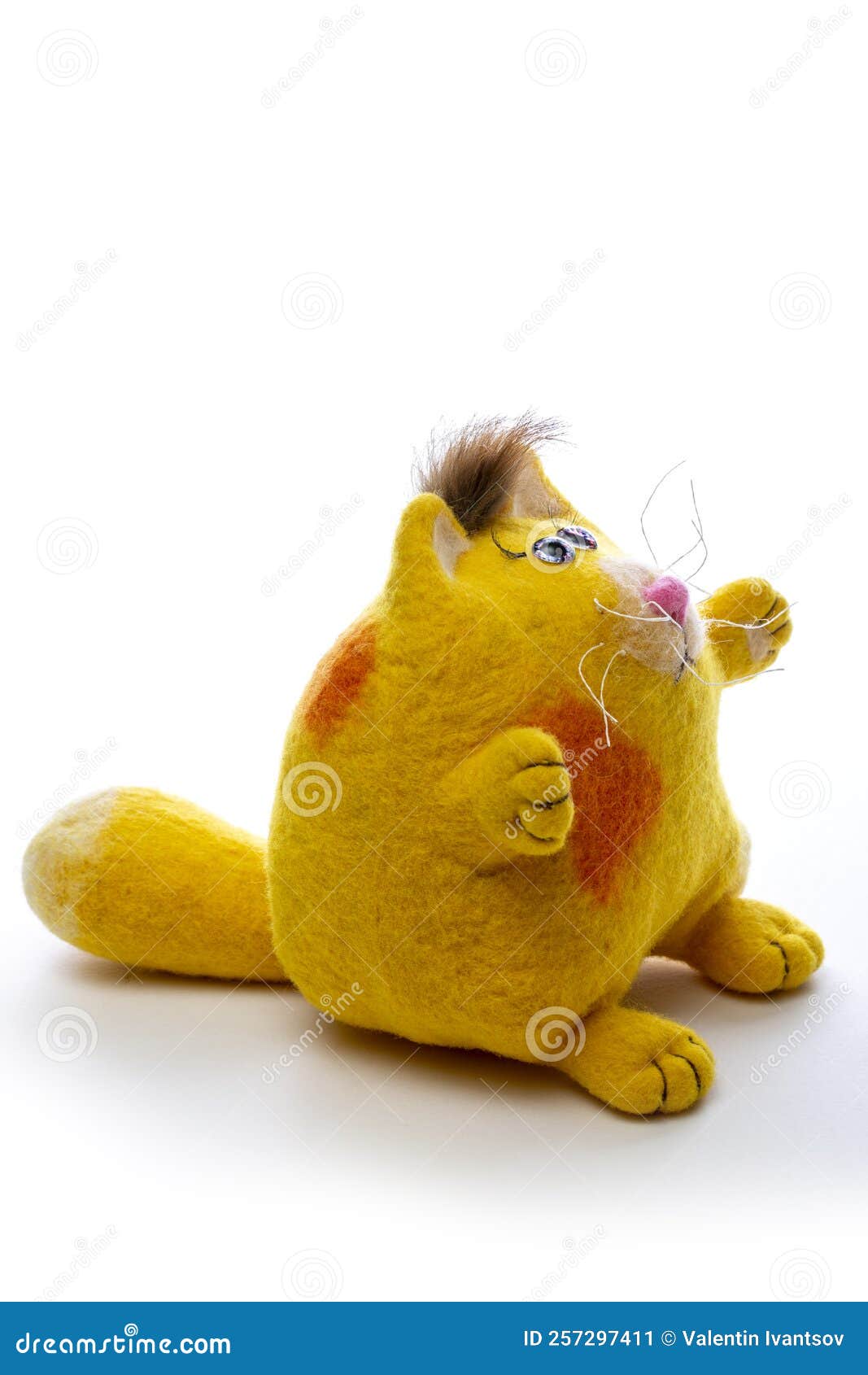 Yellow Cat - Soft Toy Made of Felt Wool Stock Image - Image of interior ...