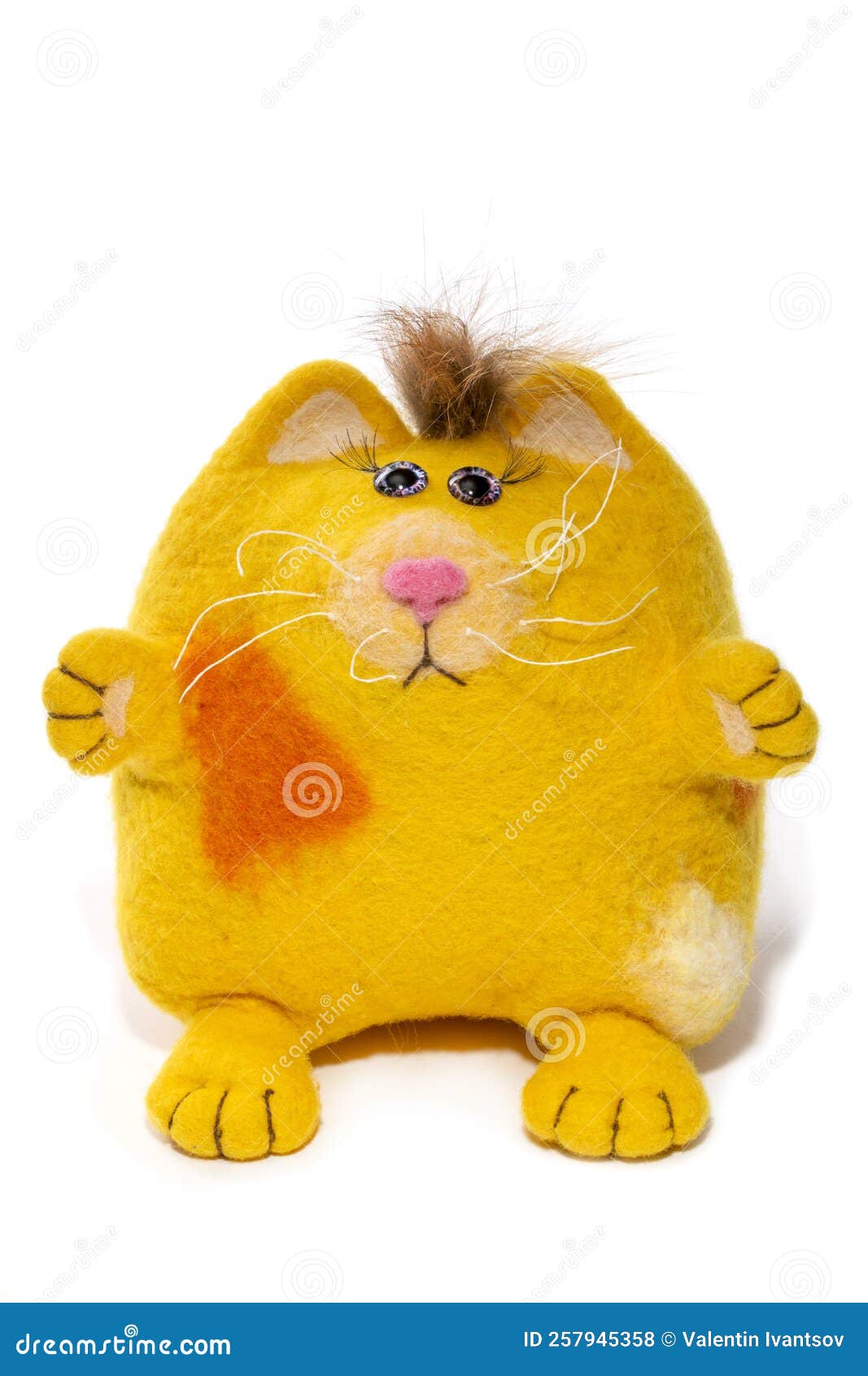 Yellow Cat - Soft Toy Made of Felt Wool Stock Photo - Image of wool ...