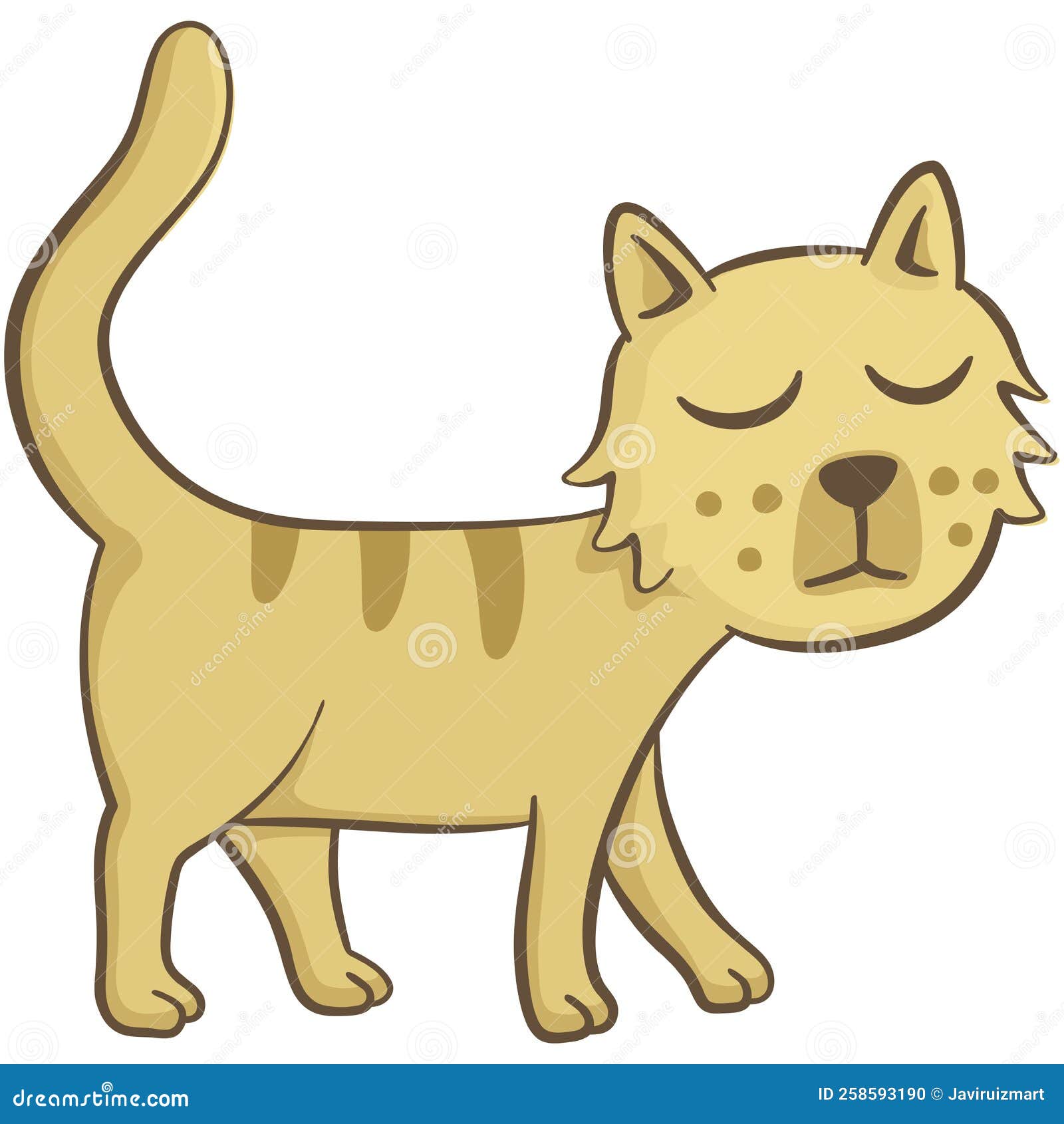 Yellow cat walking slowly stock illustration. Illustration of sweet ...