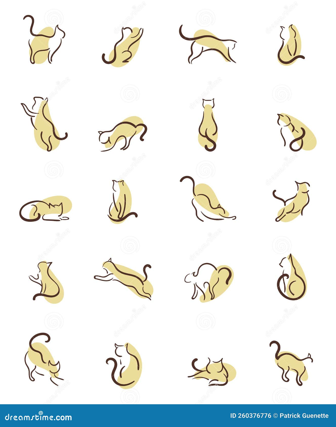 Yellow cats, icon stock vector. Illustration of graphic - 260376776