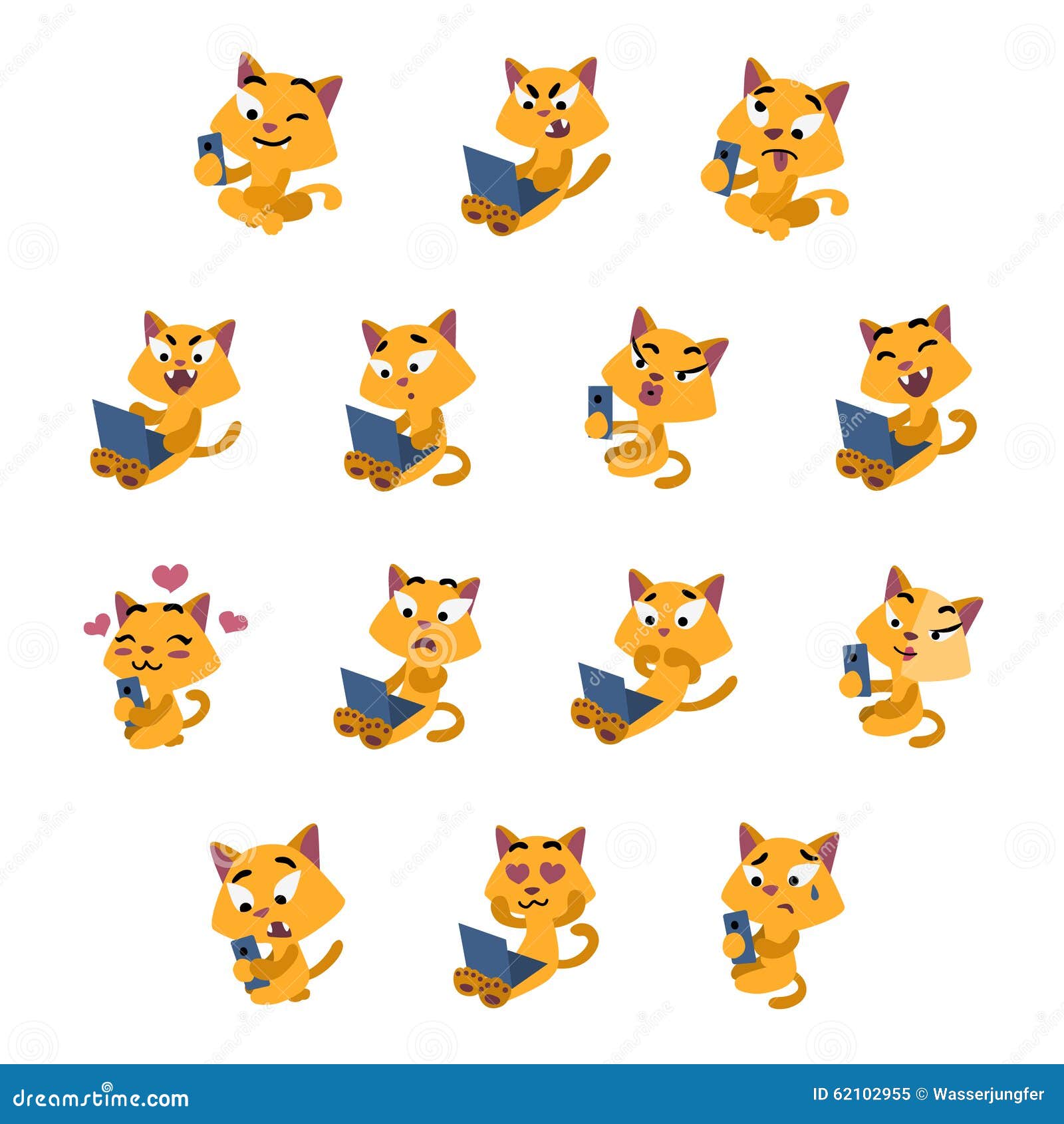 Yellow cats social life stock vector. Illustration of life - 62102955