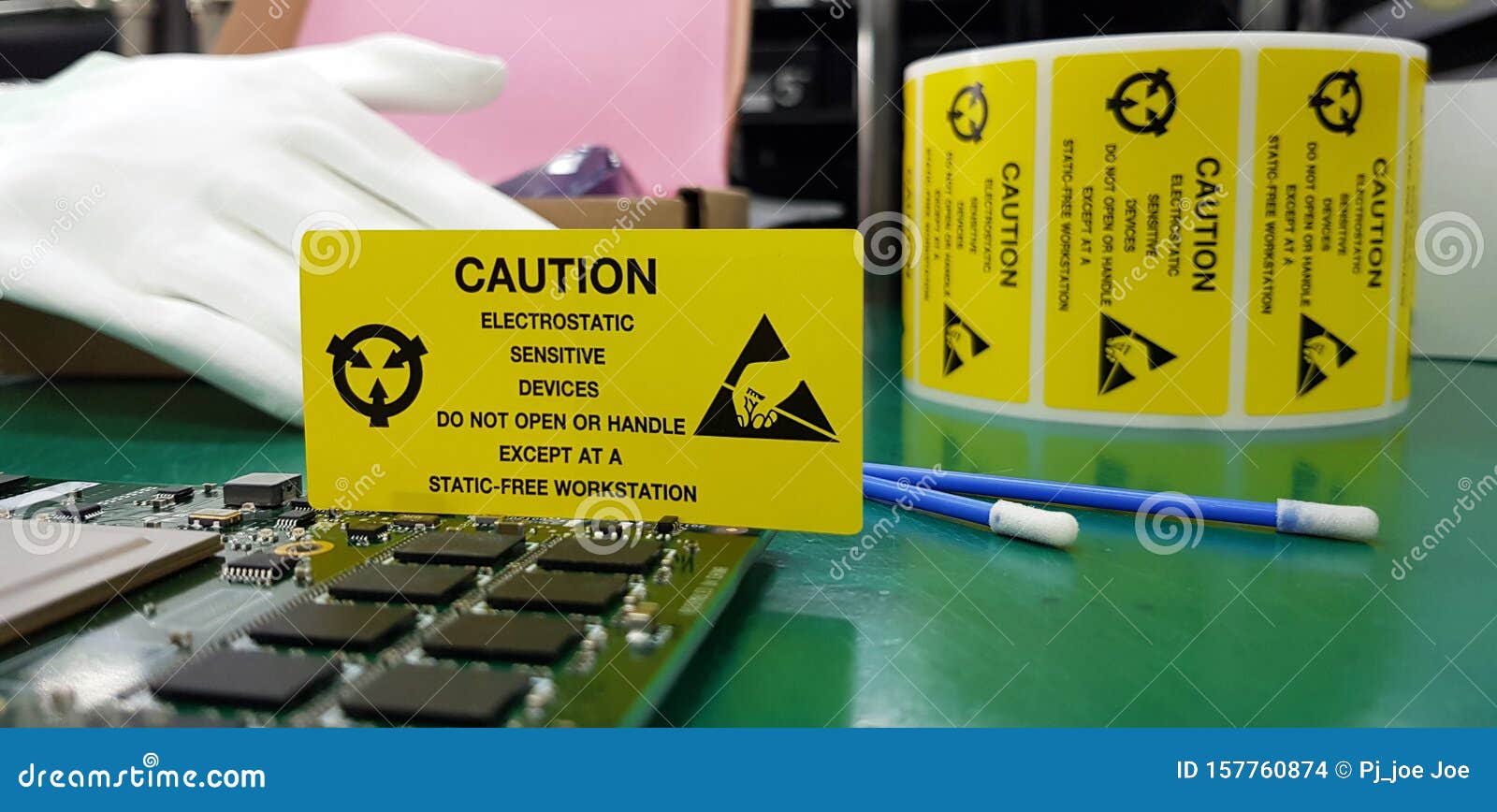 The Yellow CAUTION Label for Electrostatic Sensitive Devices ESD on ...