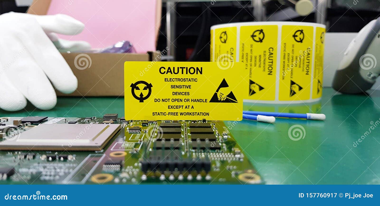The Yellow CAUTION Label for Electrostatic Sensitive Devices ESD on ...