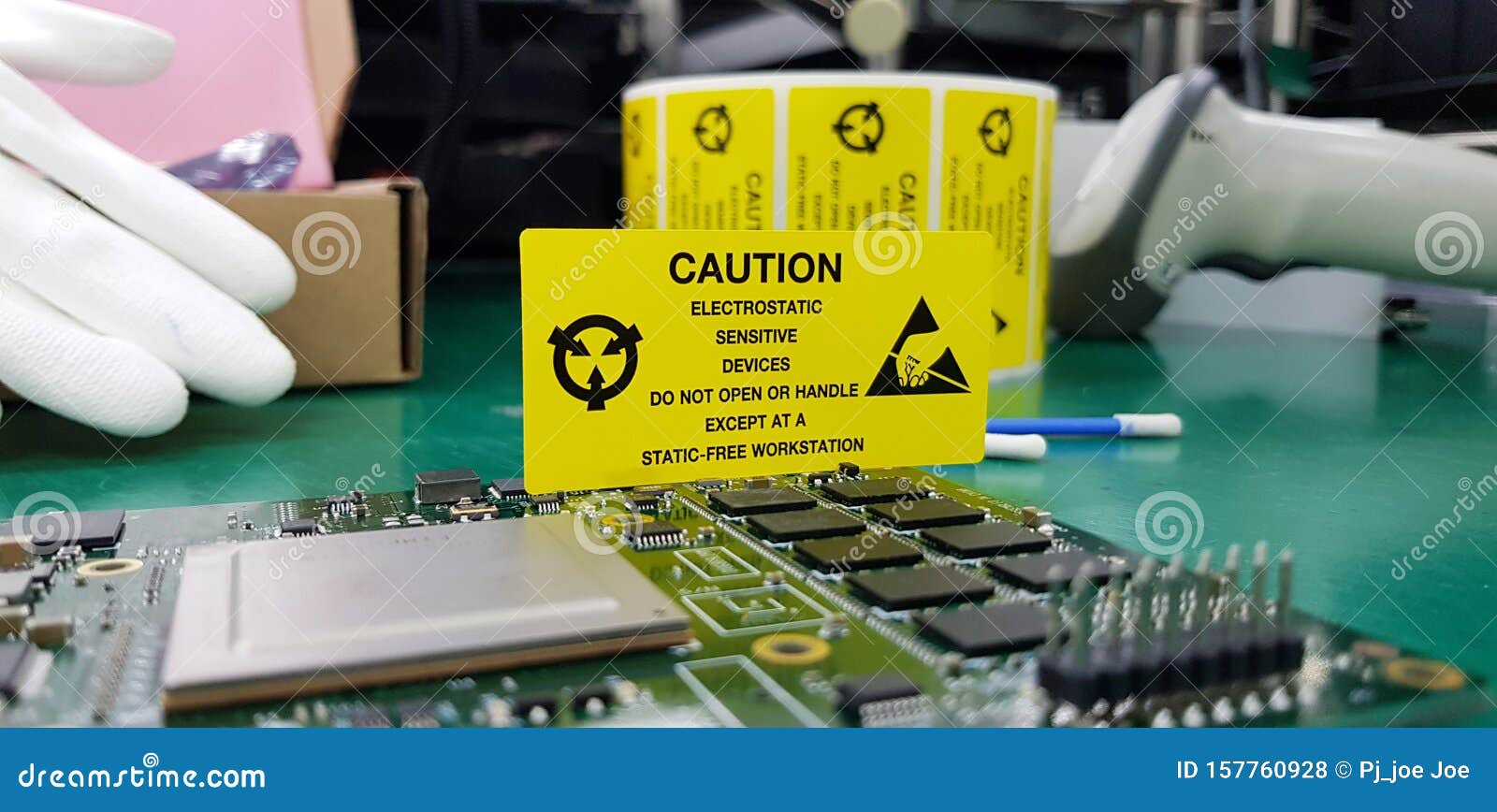 The Yellow CAUTION Label for Electrostatic Sensitive Devices ESD on ...