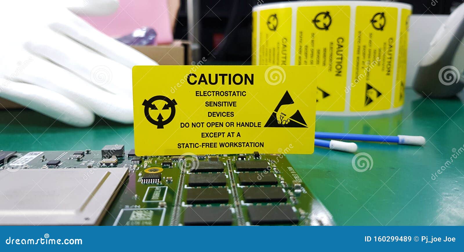 The Yellow CAUTION Label for Electrostatic Sensitive Devices ESD on ...