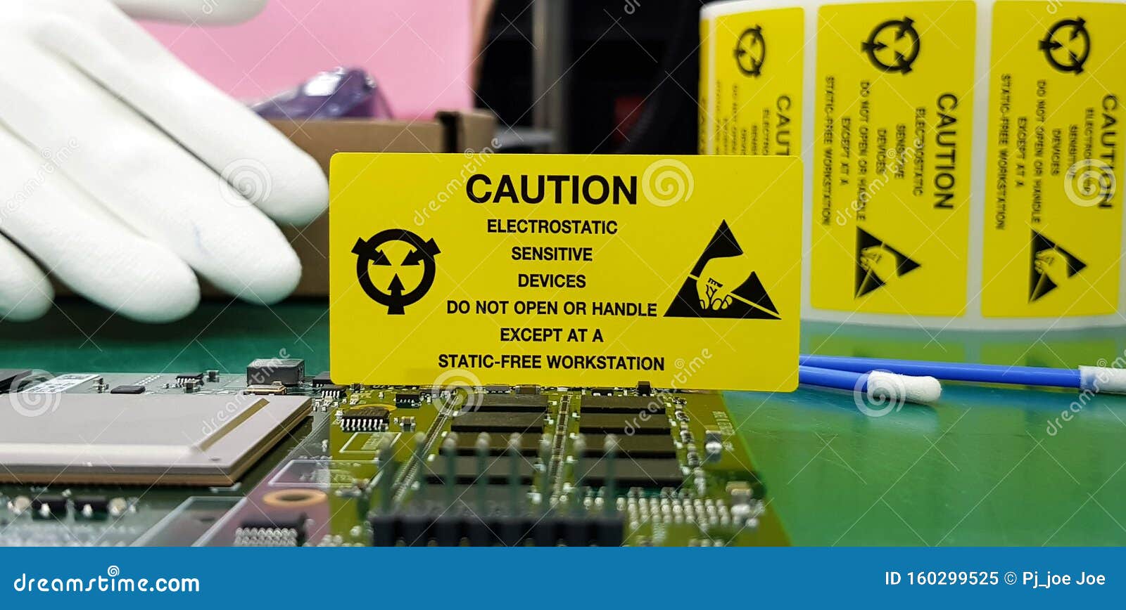 The Yellow CAUTION Label for Electrostatic Sensitive Devices ESD on ...