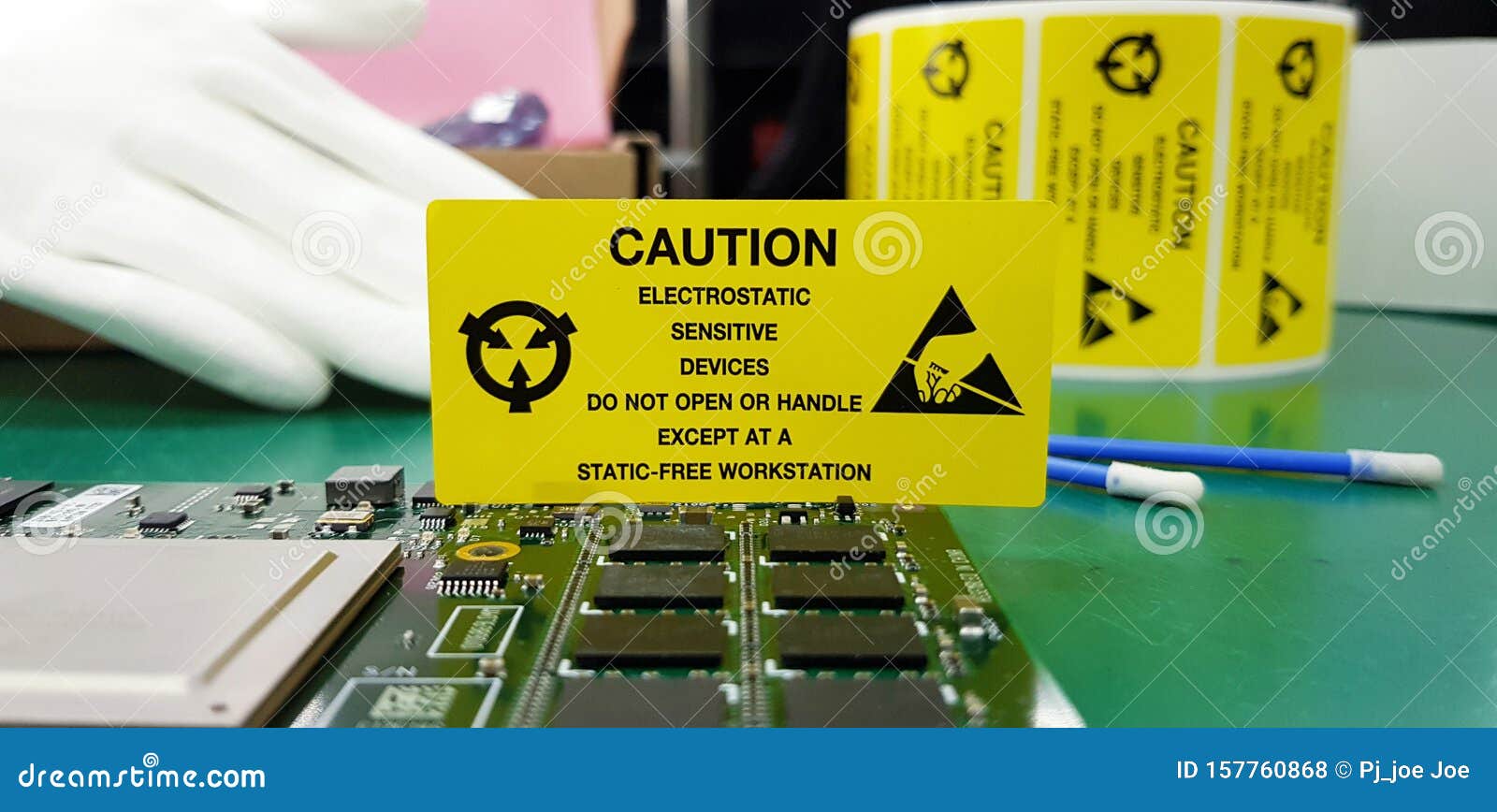 The Yellow CAUTION Label for Electrostatic Sensitive Devices ESD on ...